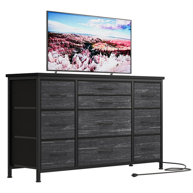 Wide Dresser, 10-Drawer Storage, 55'' TV Stand with Outlet, Bedroom ...
