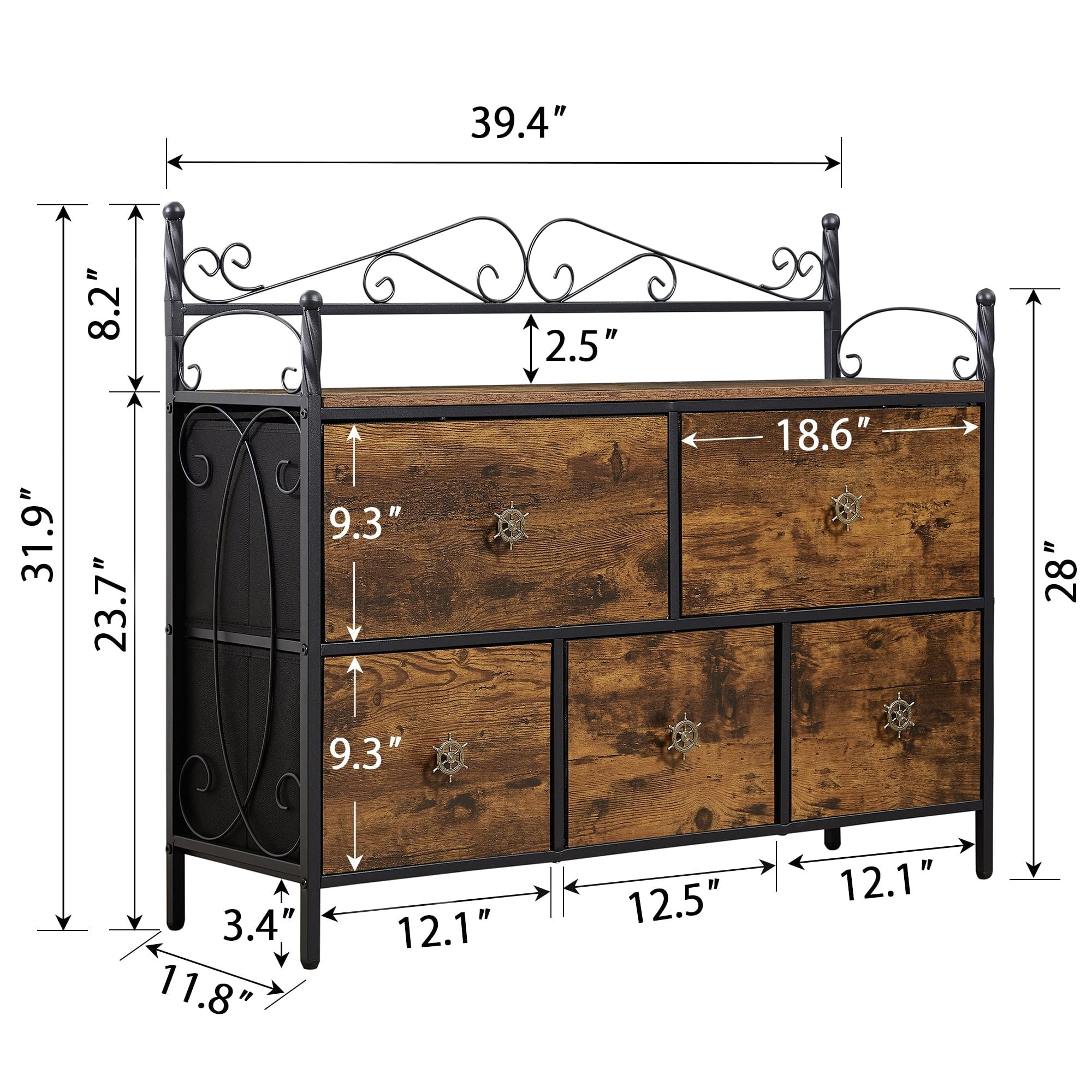 Wide Dresser Storage Tower with 5 Drawers Organizer Unit for Bedroom ...