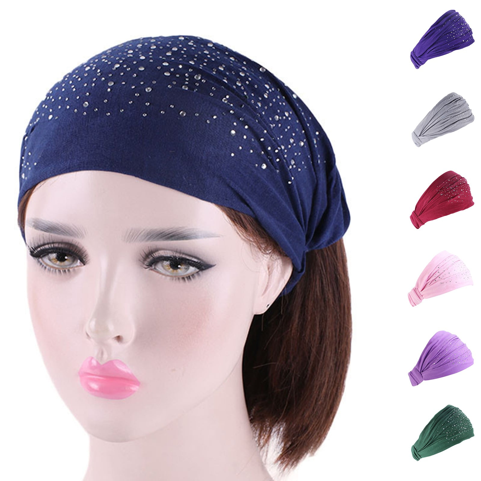 Wide Elastic Head Wrap for Women and Girls Stretchy Solid Color Sports ...
