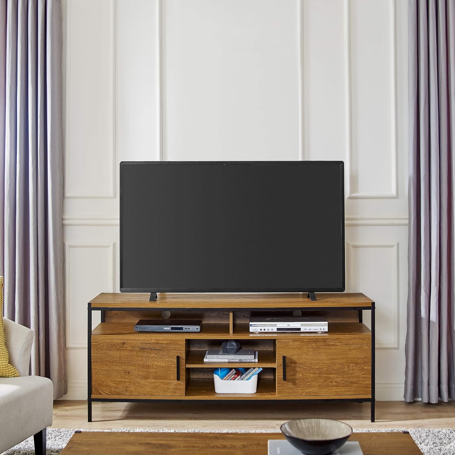 Wide Entertainment Center TV Media Stand By Furniture Designs | With ...