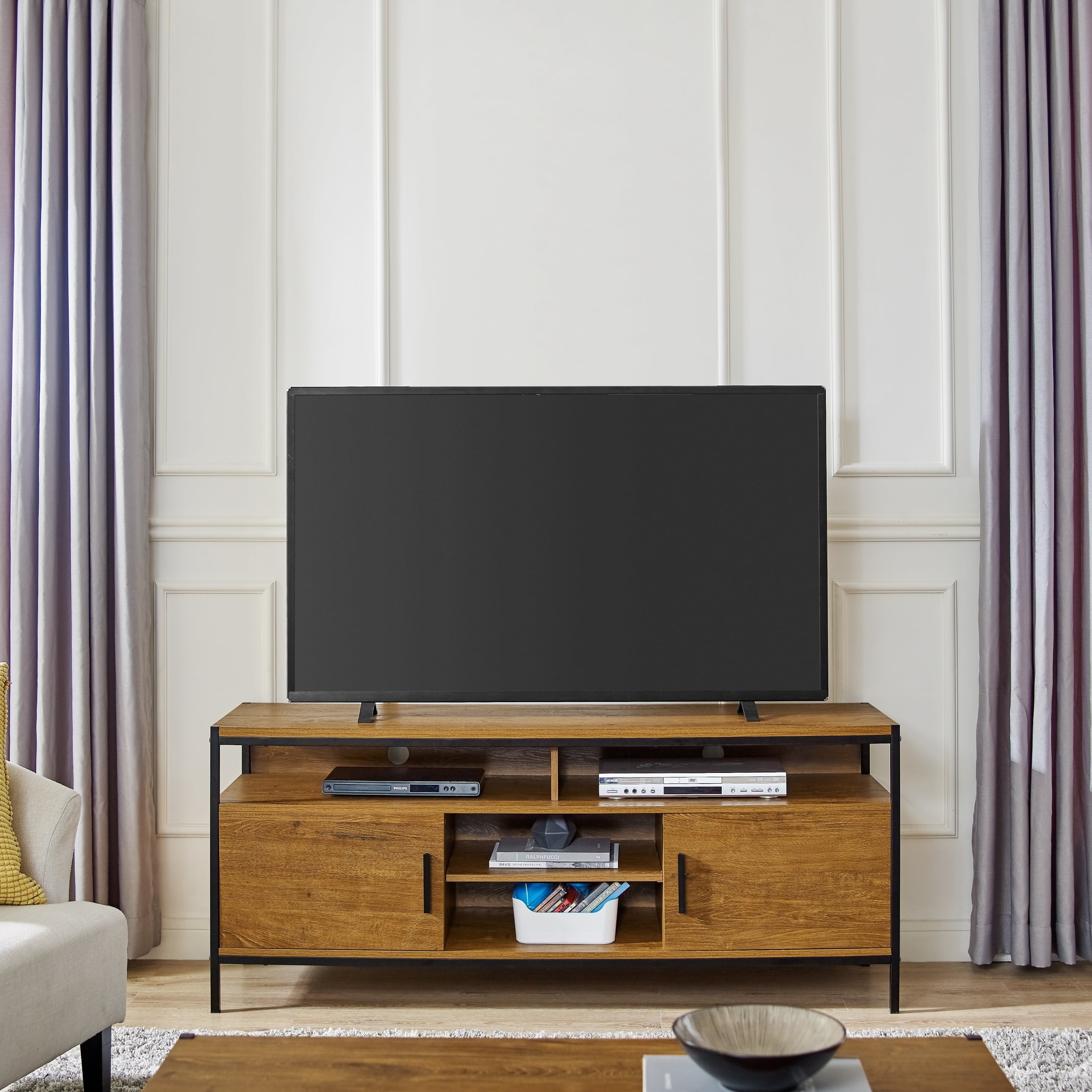 Caffoz Wide Open Storage Unit Entertainment Center TV Media Stand for ...