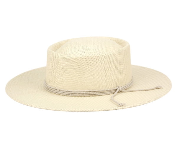 Wide Flat Brim Pork Pie Straw Fedora Hat with String Band - Walmart.com