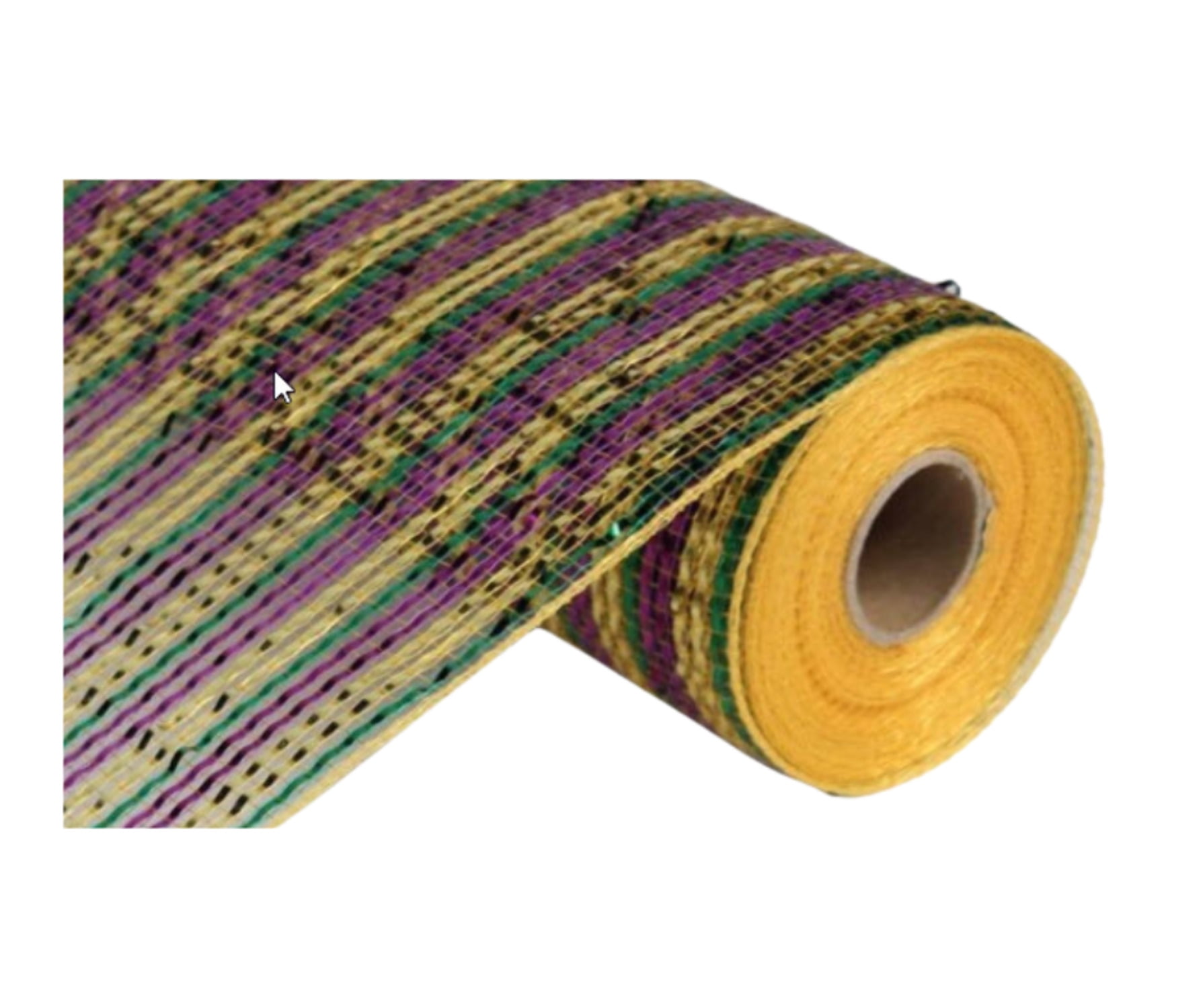 Wide Foil Poly Deco Mesh - 10" x 10 Yards (Mardi Gras Thin Stripe ...