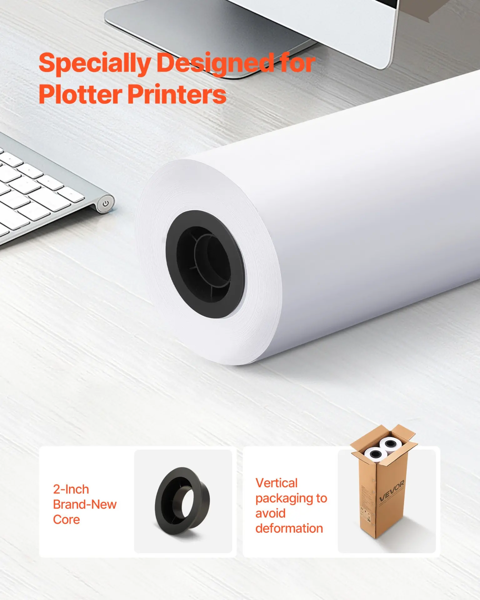 Wide Format Paper, 24 in x 300 ft Plotter Roll, 2 Rolls CAD Bond Rolls ...