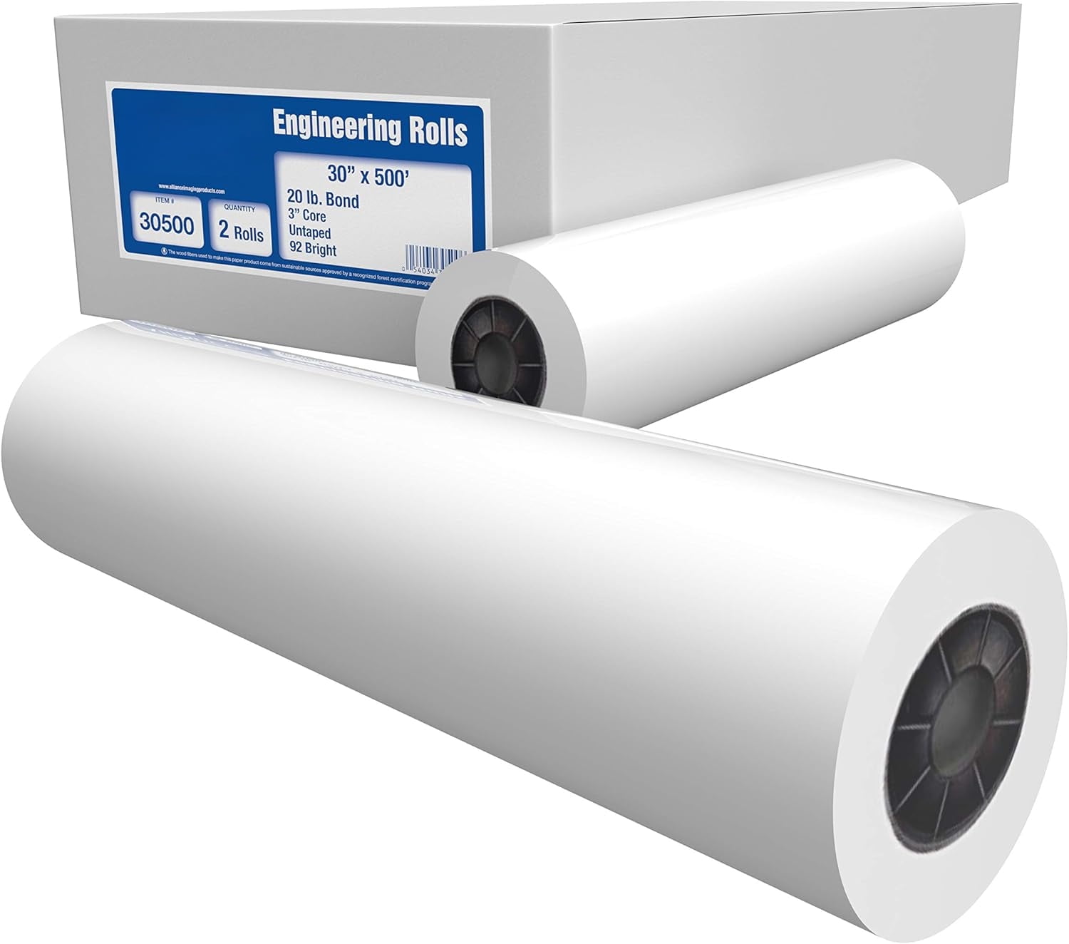 Wide Format Paper 30” x 500’ Rolls Bond Engineering 92 Bright, 20lb - 2 ...