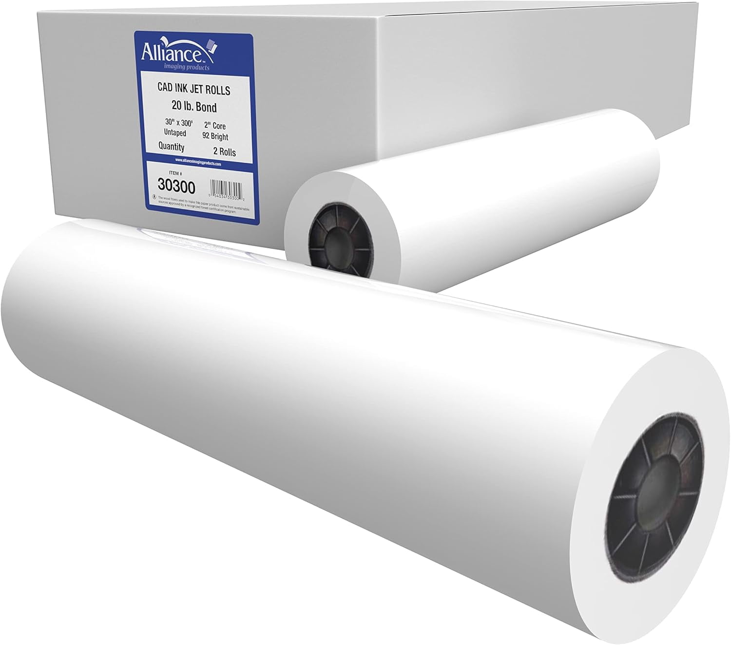 Wide Format Paper Rolls CAD Bond 30" Widths (2 Rolls, 30 In x 300 Ft ...