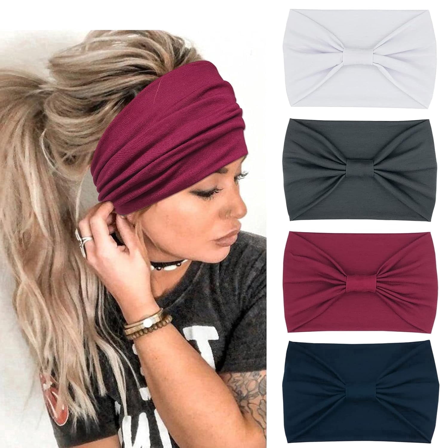 Wide Headbands For Women Knotted Headband Yoga Women’s Head Wraps ...