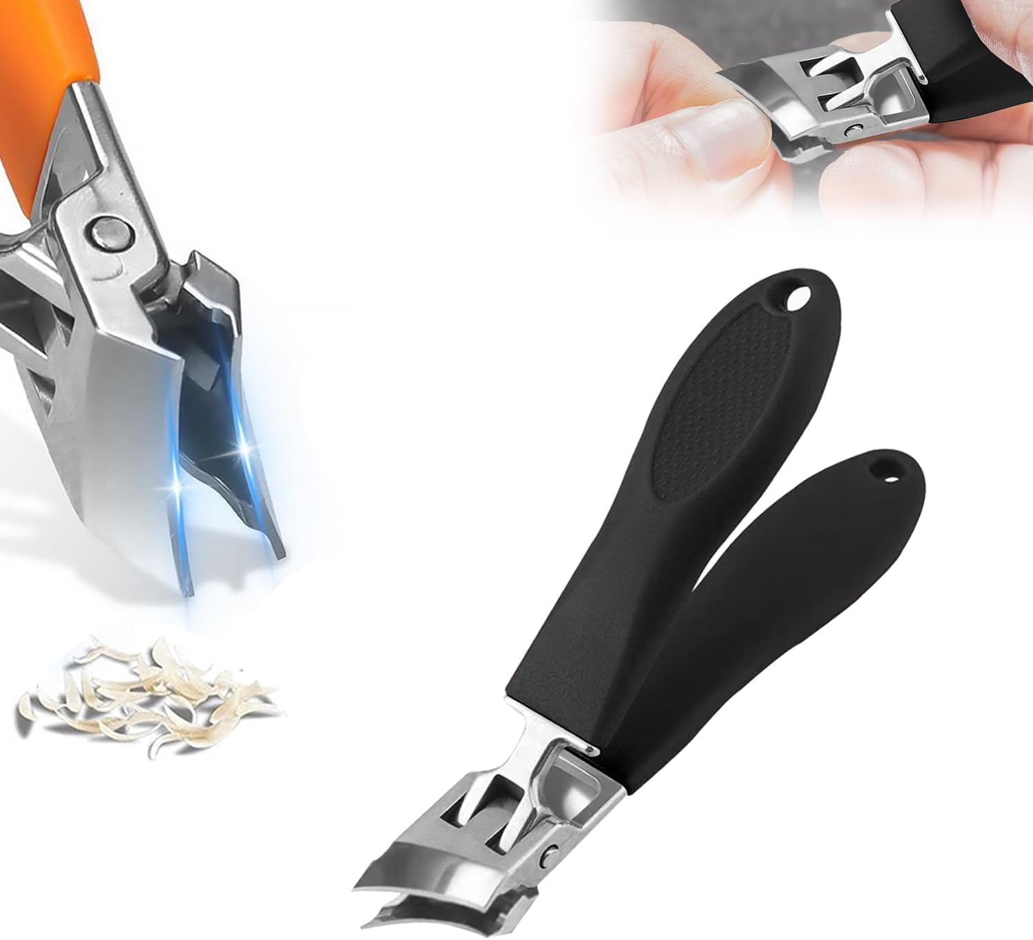 Curved Toenail Clippers for Thick Toenails,Wide Jaw Opening Anti-Splash ...