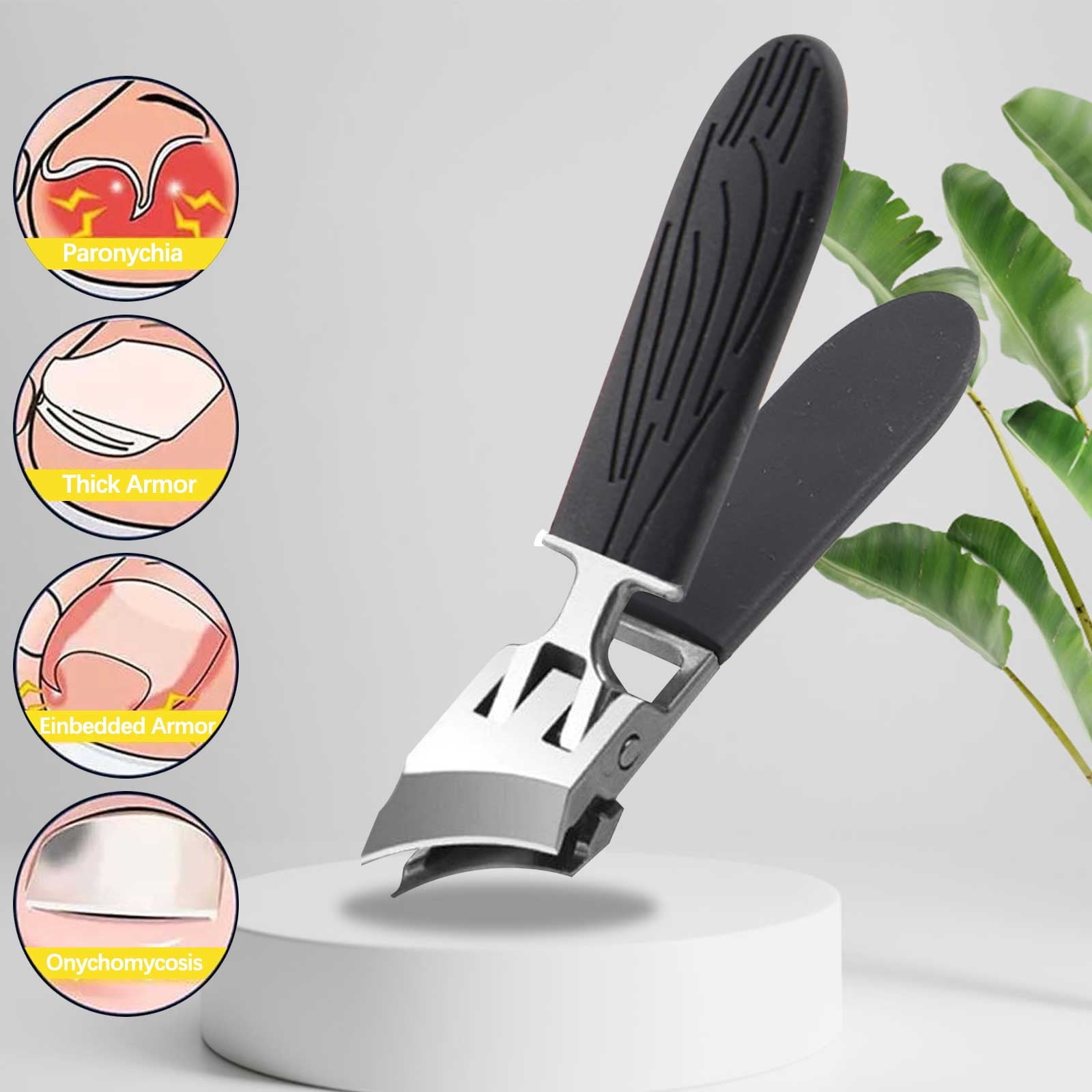 Wide Jaw Opening AntiSplash Slanted Nail Clipper - Stainless Steel Toe ...