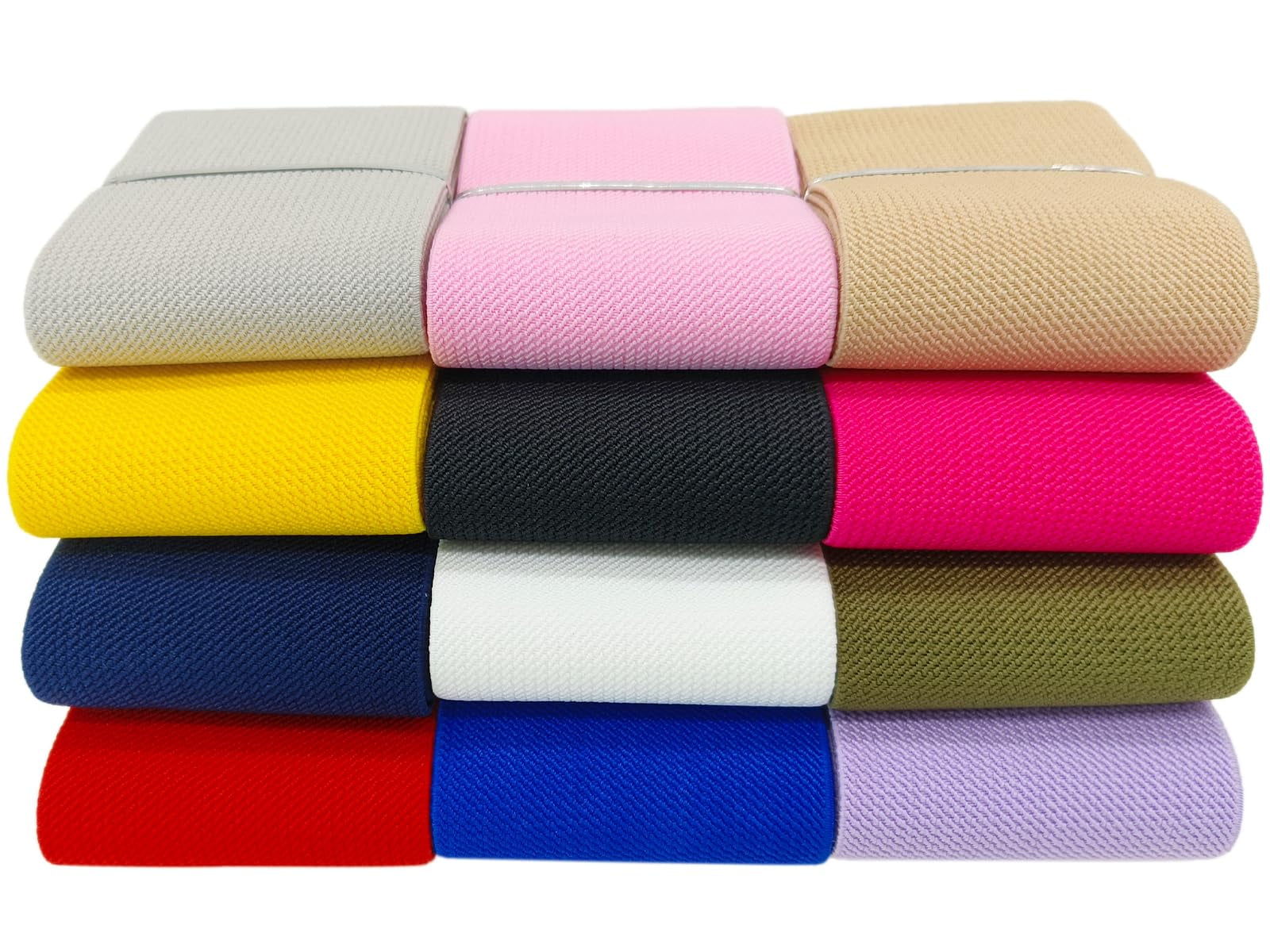 Wide Knit Elastic Band for Sewing 3 inch Assortment 12Yards Double-Side ...