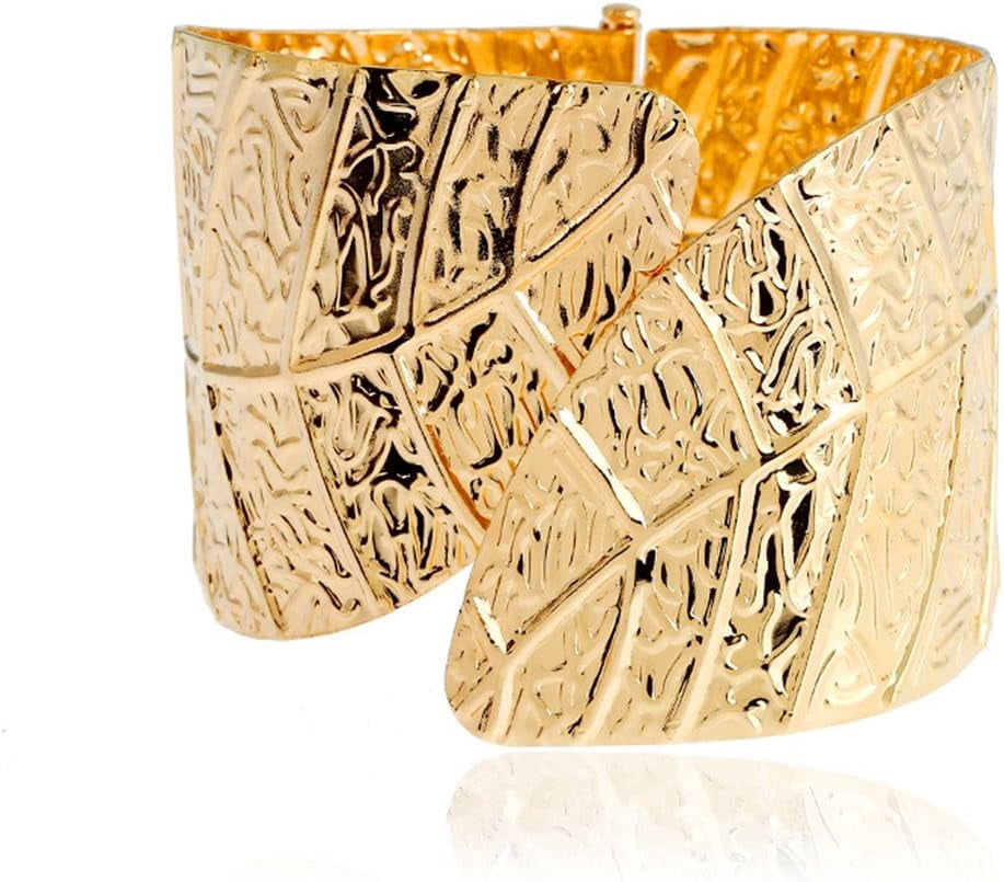 Wide Leaf Gold Arm Cuff Upper Arm Bracelet Armband Wrist Cuff Bangle ...