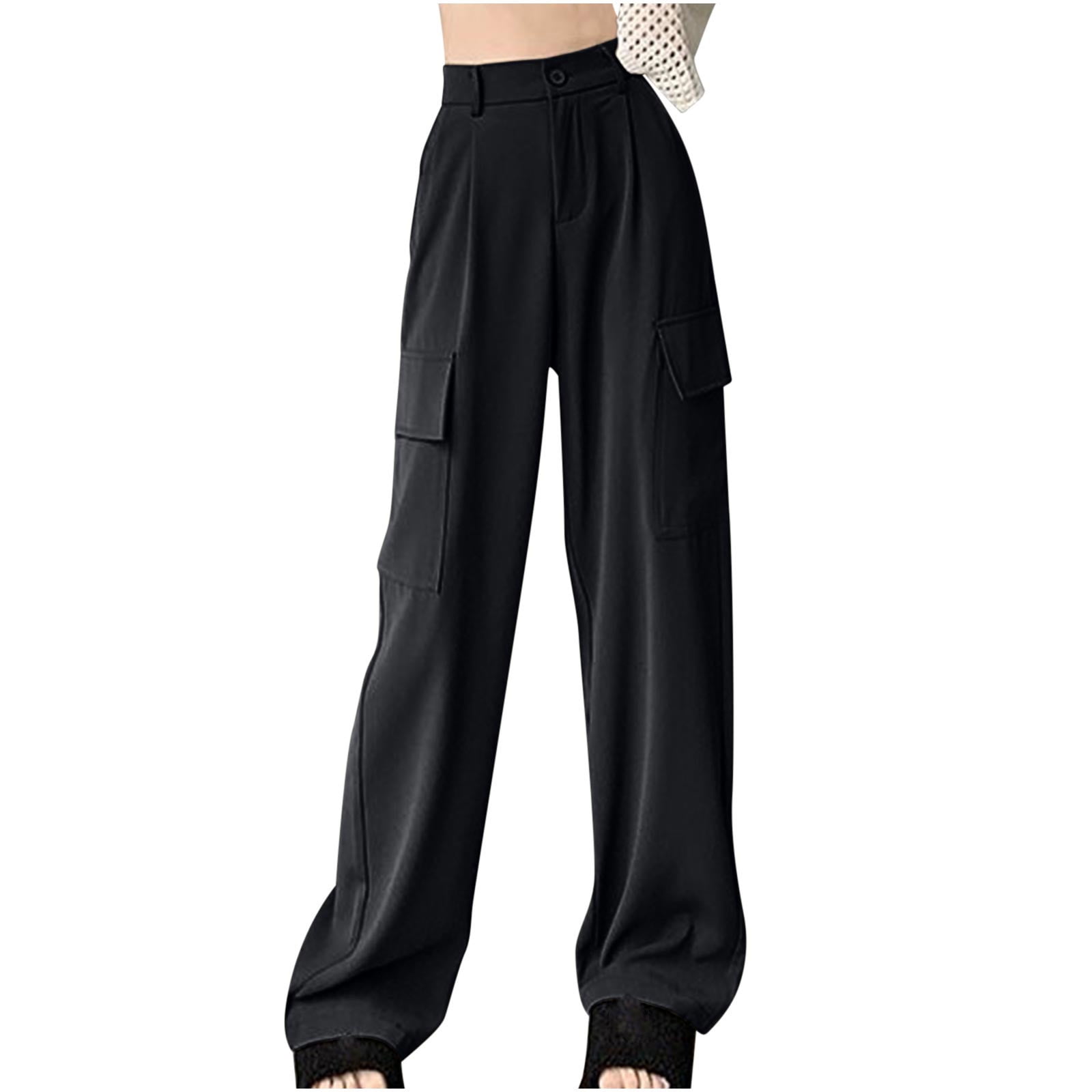 Wide Leg Cargo Pants for Women with Pockets High Waisted Straight Long ...