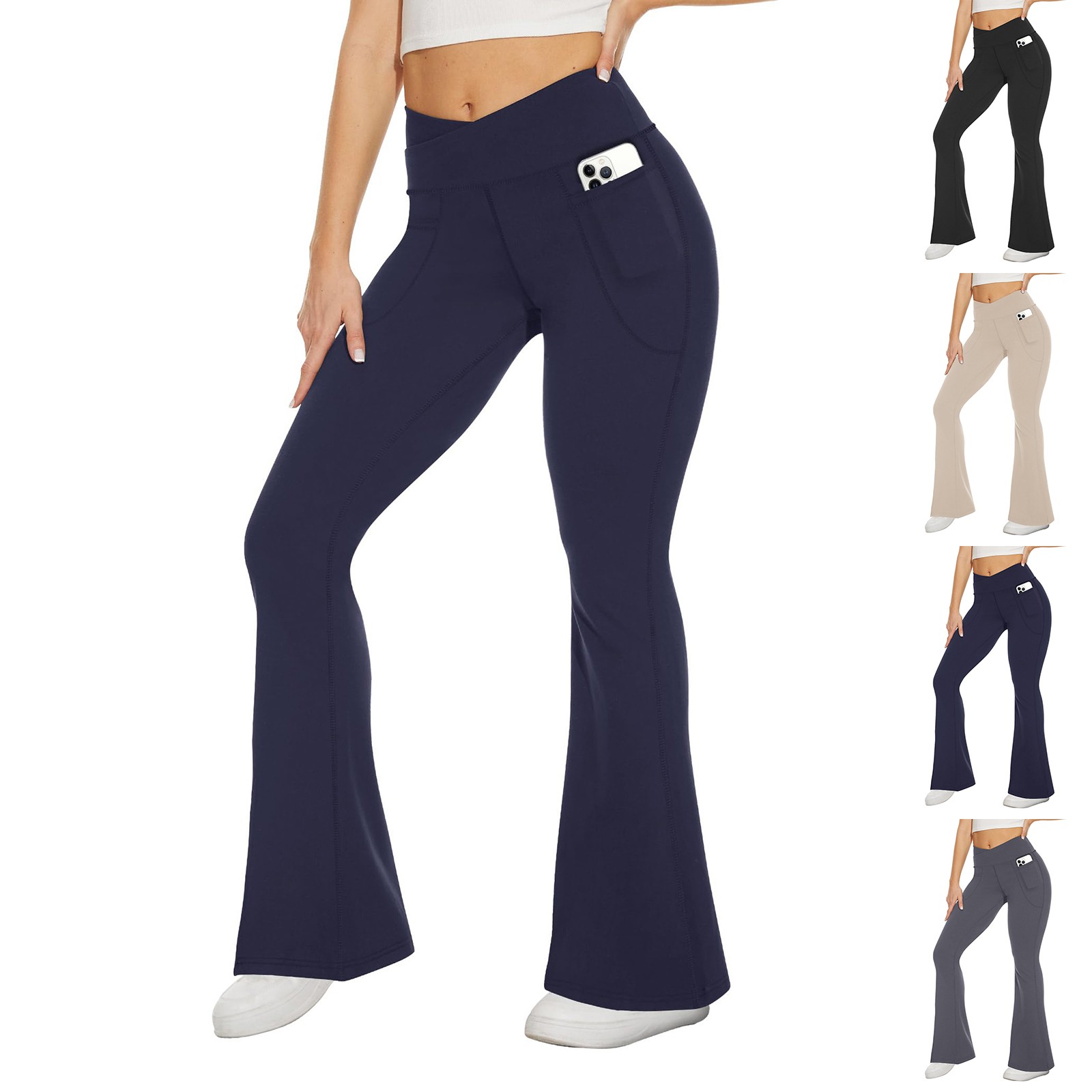 Wide-Leg Flared Trousers with High Waist Hip Lift Fitness Design and ...
