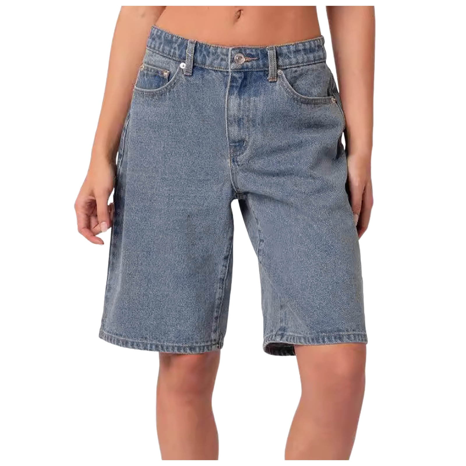 Wide Leg Jeans Woman Knee Length Denim Shorts For Women Casual Loose ...