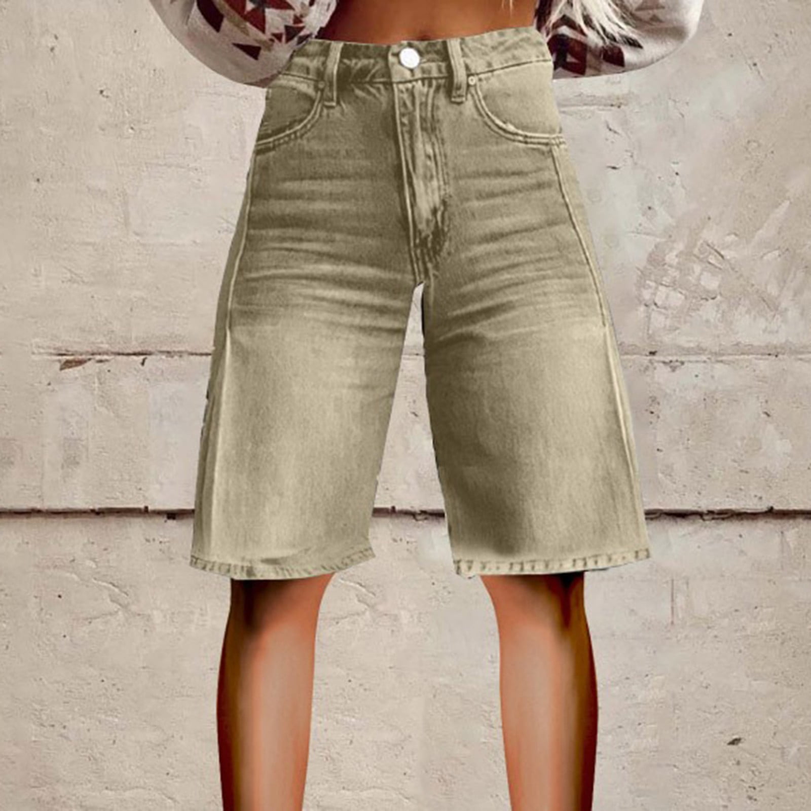 Wide Leg Jorts Shorts Women, Flare Denim Vintage Floral High Waisted ...
