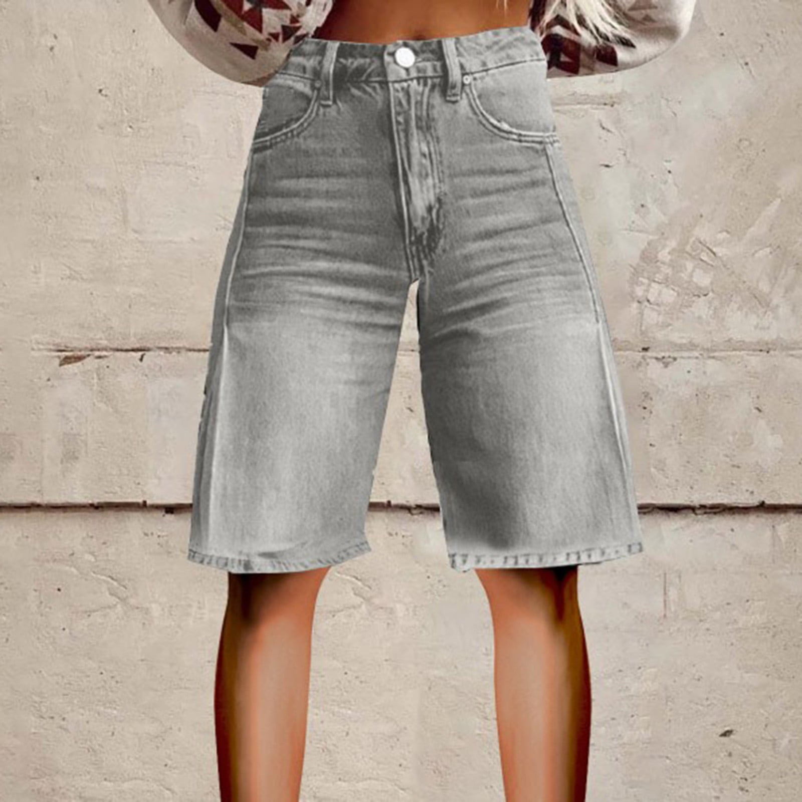 Wide Leg Jorts Shorts Women, Flare Denim Vintage Floral High Waisted ...