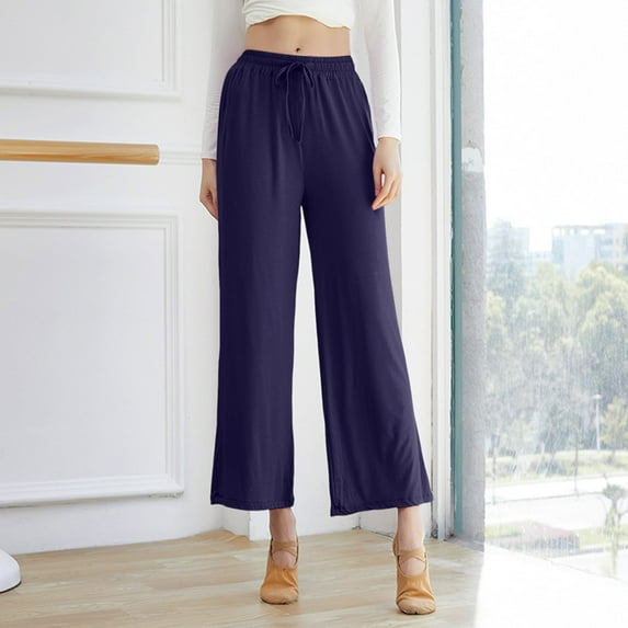 Wide Leg Lounge Pants for Women Navy Pants Women Elastic Waist ...