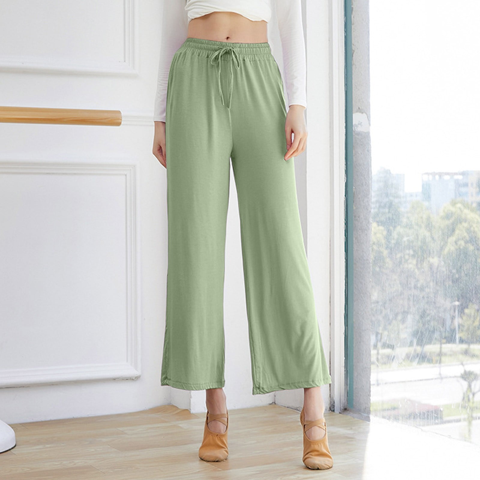 Wide Leg Pants High Waist Straight Vertical Vertical Stretch Modern ...