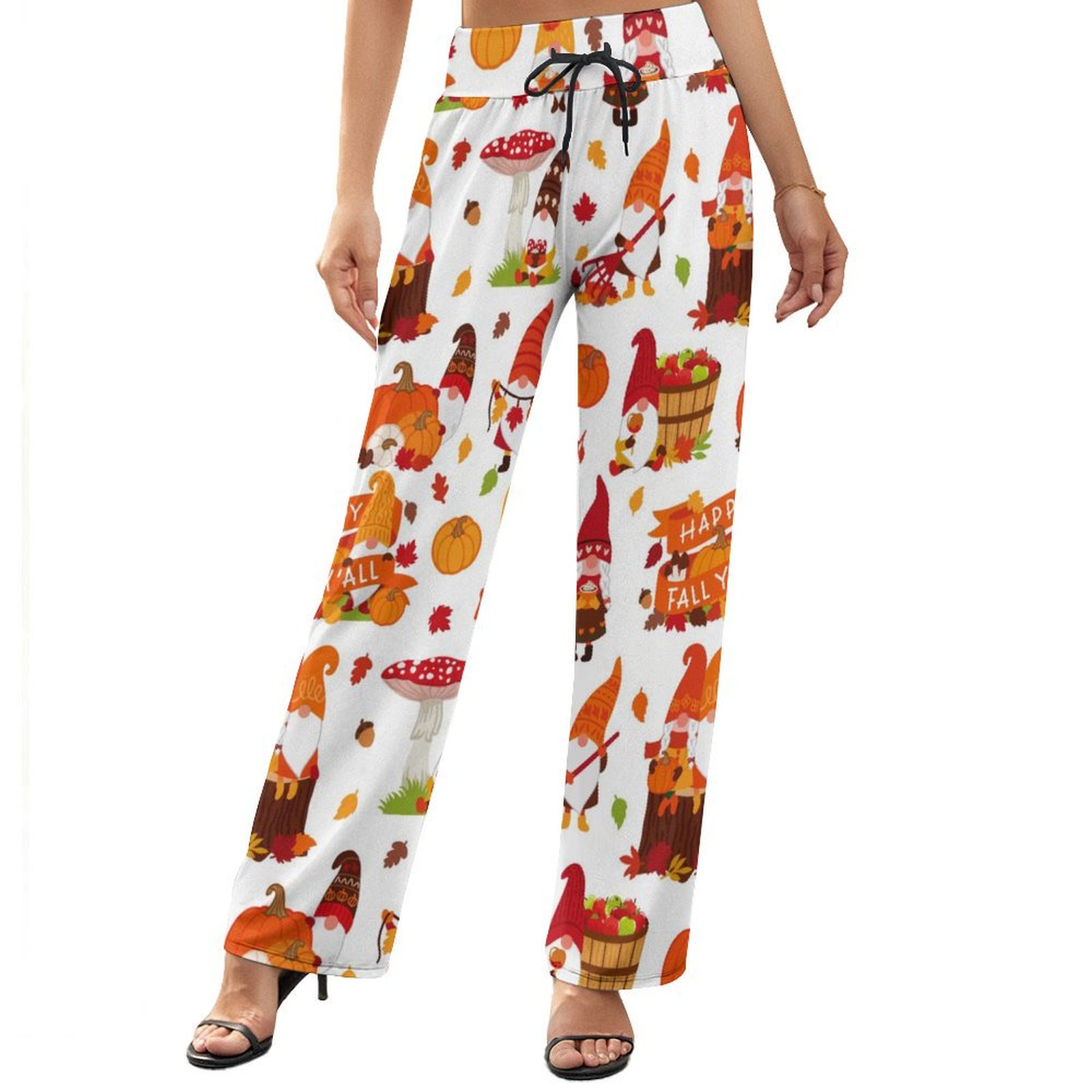 Wide Leg Pants Woman - Autumn Gnome Loose High Waisted Palazzo Pants ...