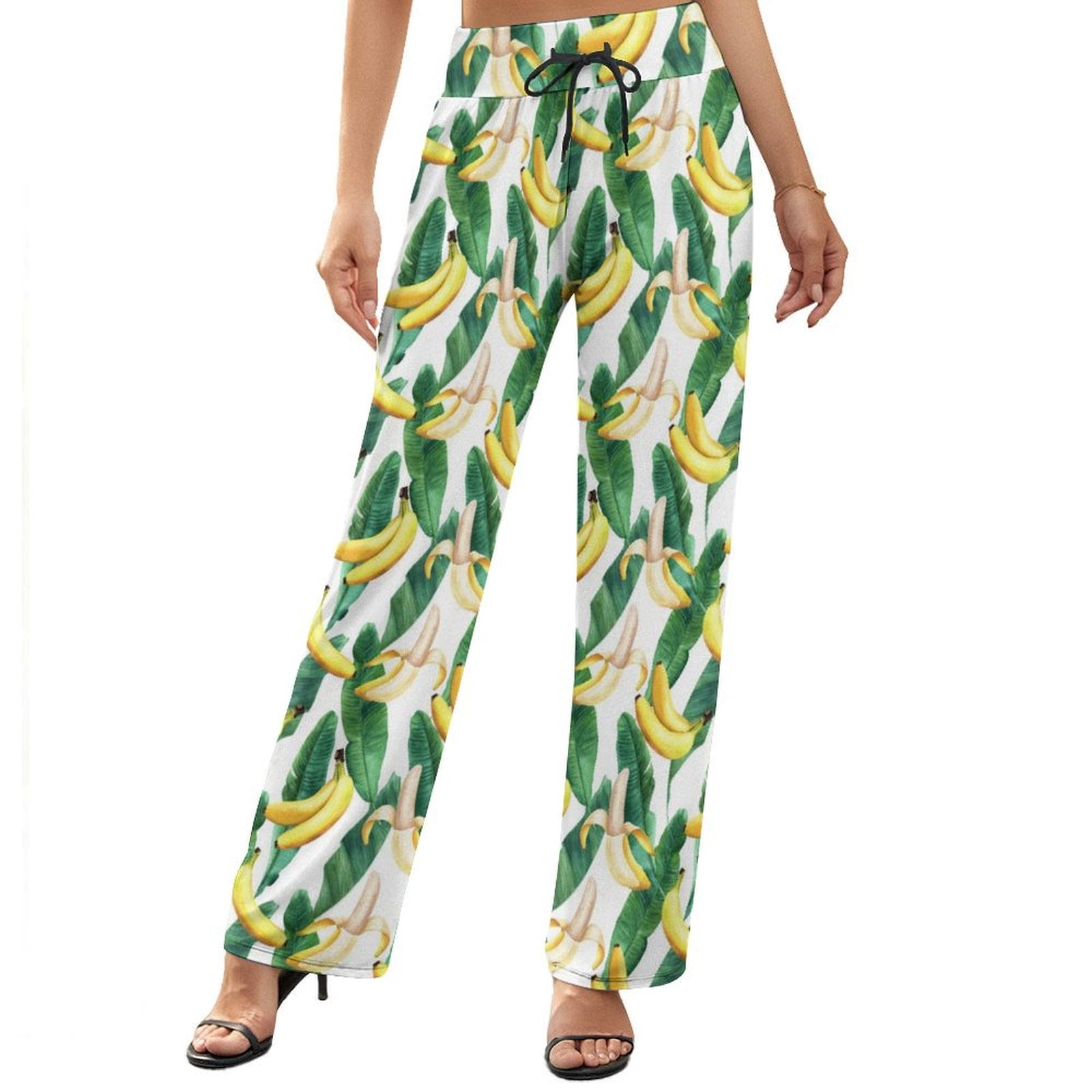 Wide Leg Pants Woman - Banana Tree Leaves Loose High Waisted Palazzo ...
