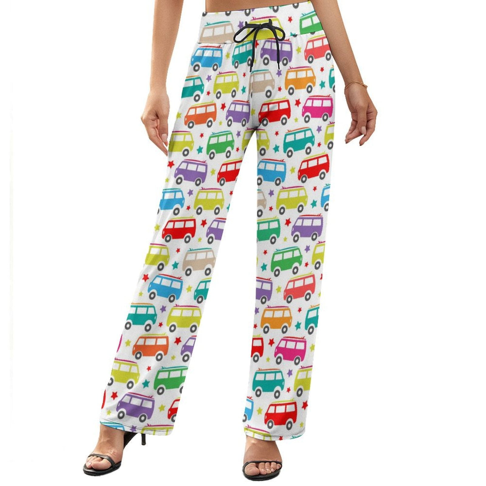 Wide Leg Pants Woman - Colorful Bus Loose High Waisted Palazzo Pants ...