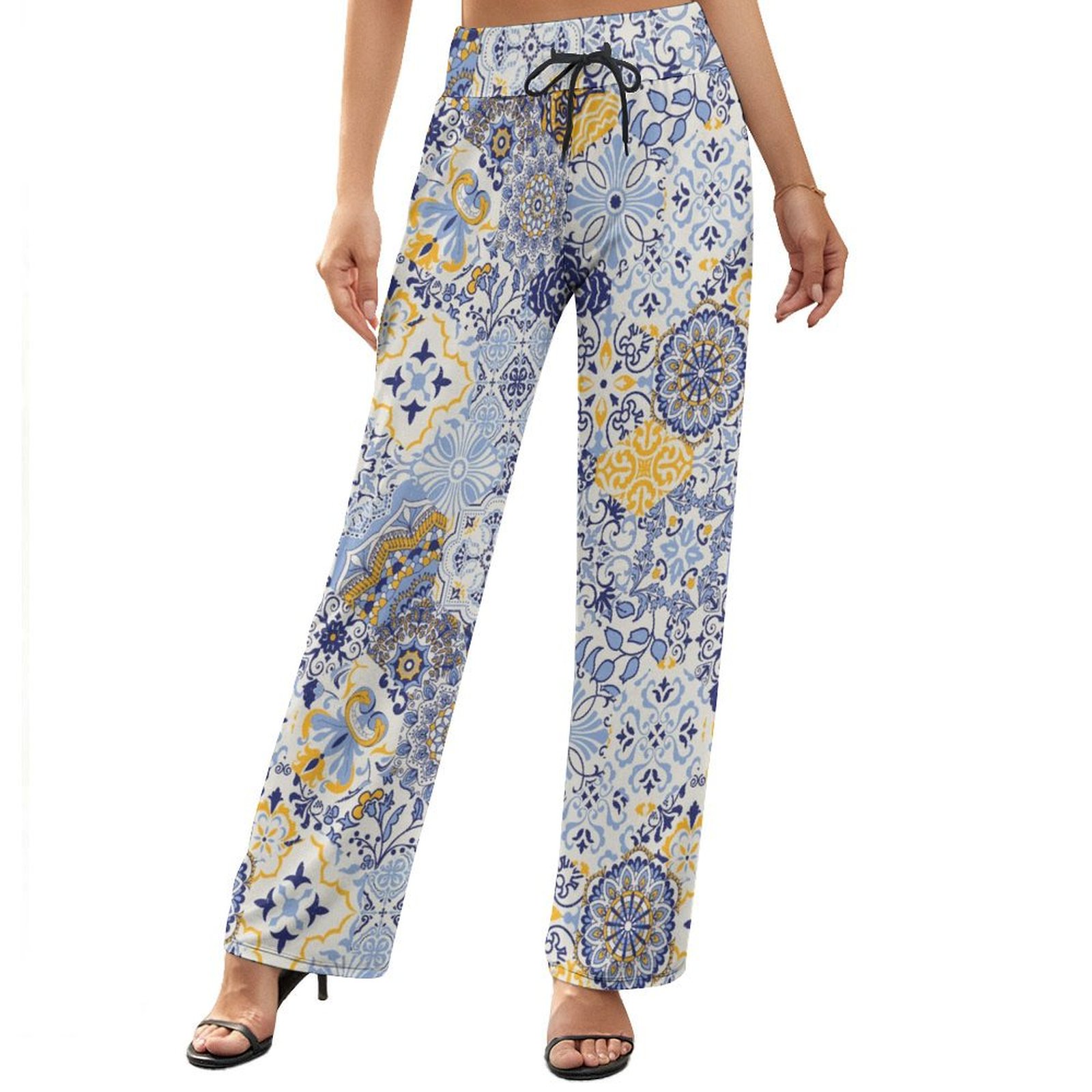 Wide Leg Pants Woman - Colorful Mandalas Loose High Waisted Palazzo ...