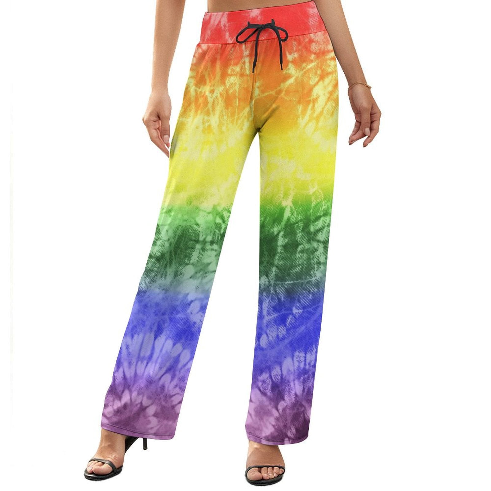 Wide Leg Pants Woman - Colorful Tie Dye Loose High Waisted Palazzo ...