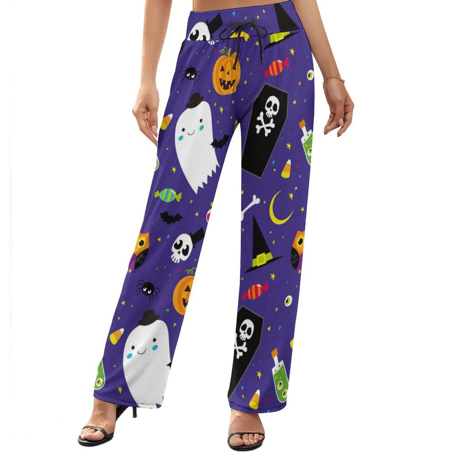 Wide Leg Pants Woman - Cute And Creepy Loose High Waisted Palazzo Pants ...