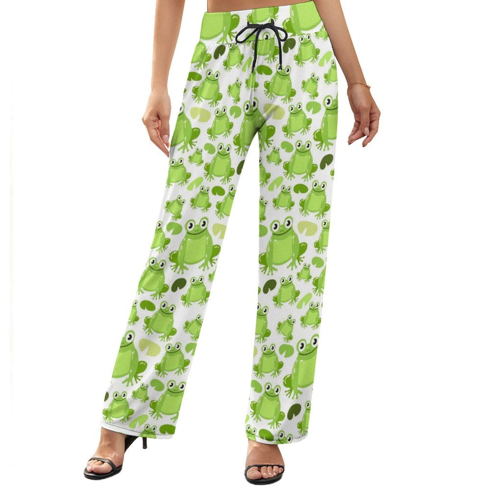 Wide Leg Pants Woman - Cute Frogs Loose High Waisted Palazzo Pants for ...