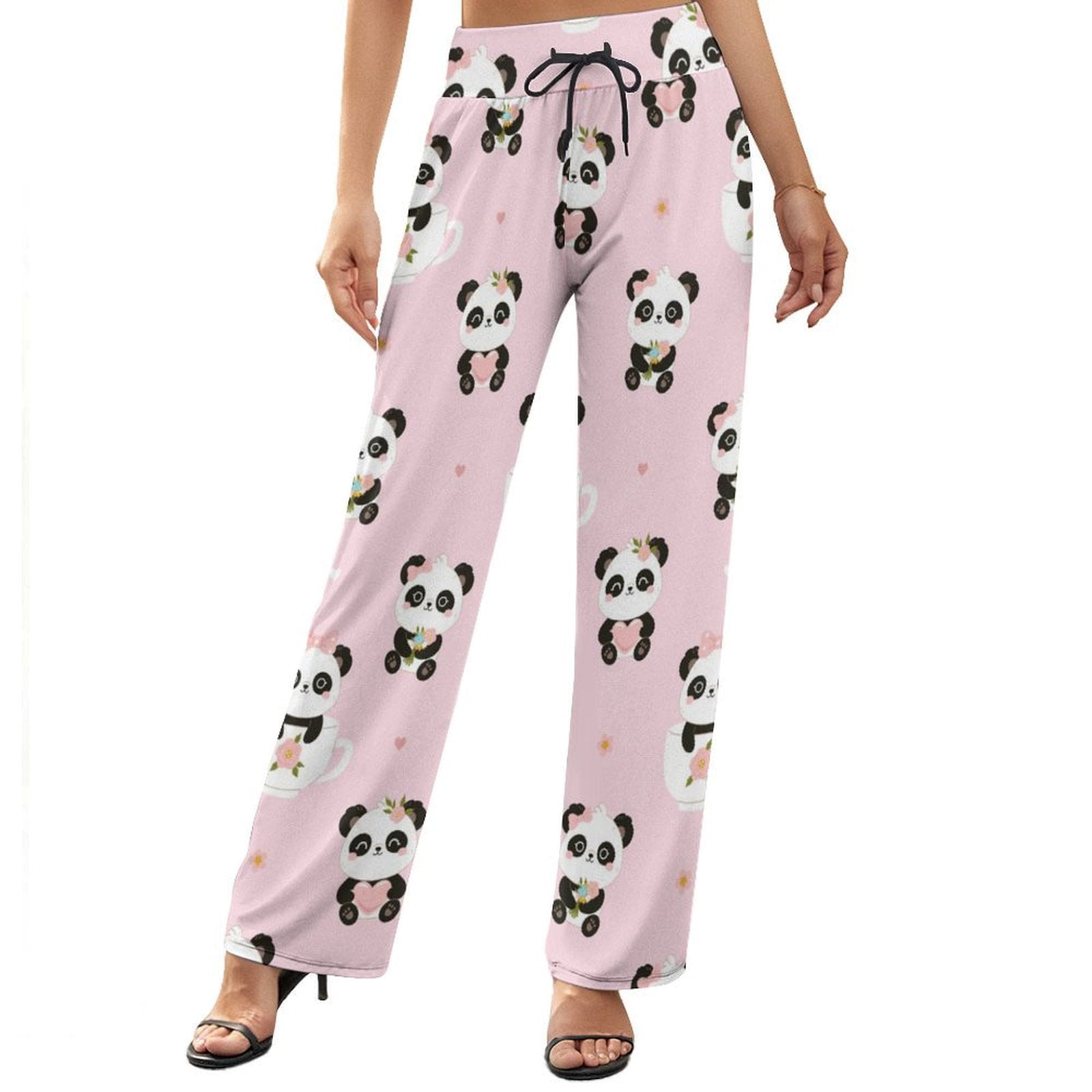 Wide Leg Pants Woman - Cute Kawaii Panda Loose High Waisted Palazzo ...