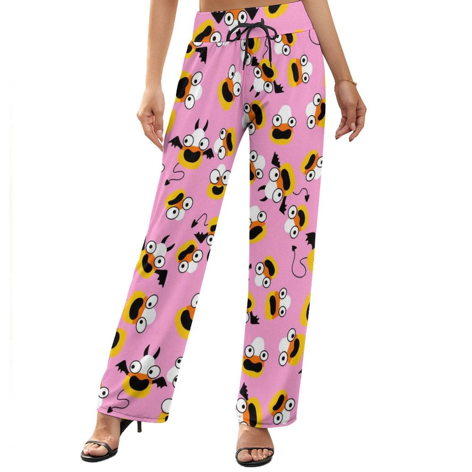 Wide Leg Pants Woman, Funny Corn Spider Web A High Waist Knot Palazzo ...