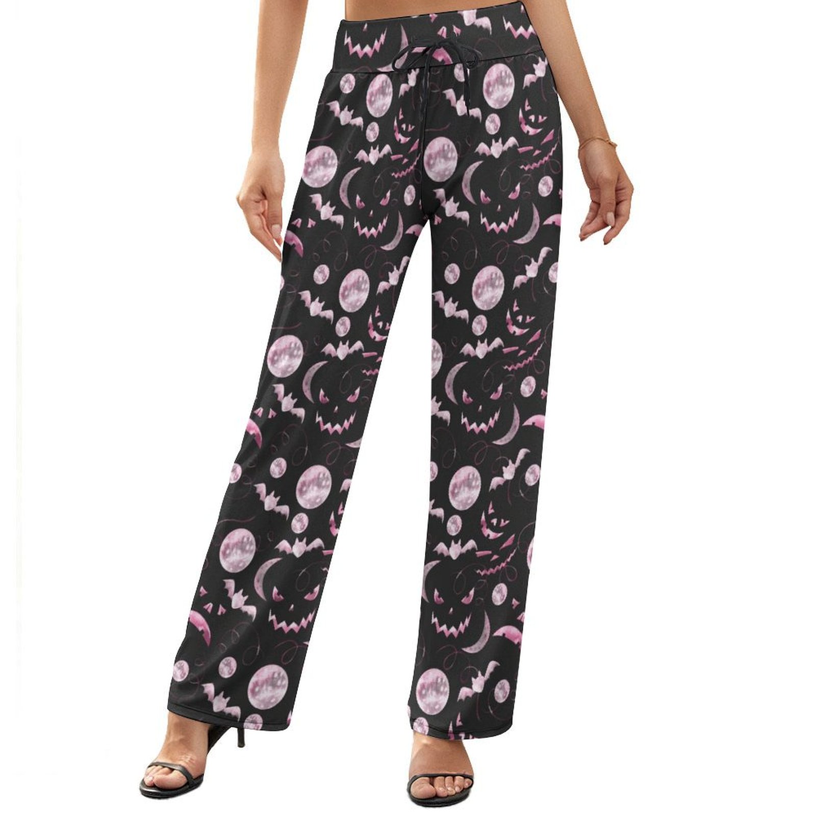 Wide Leg Pants Woman - Halloween Hat Ghost Loose High Waisted Palazzo ...