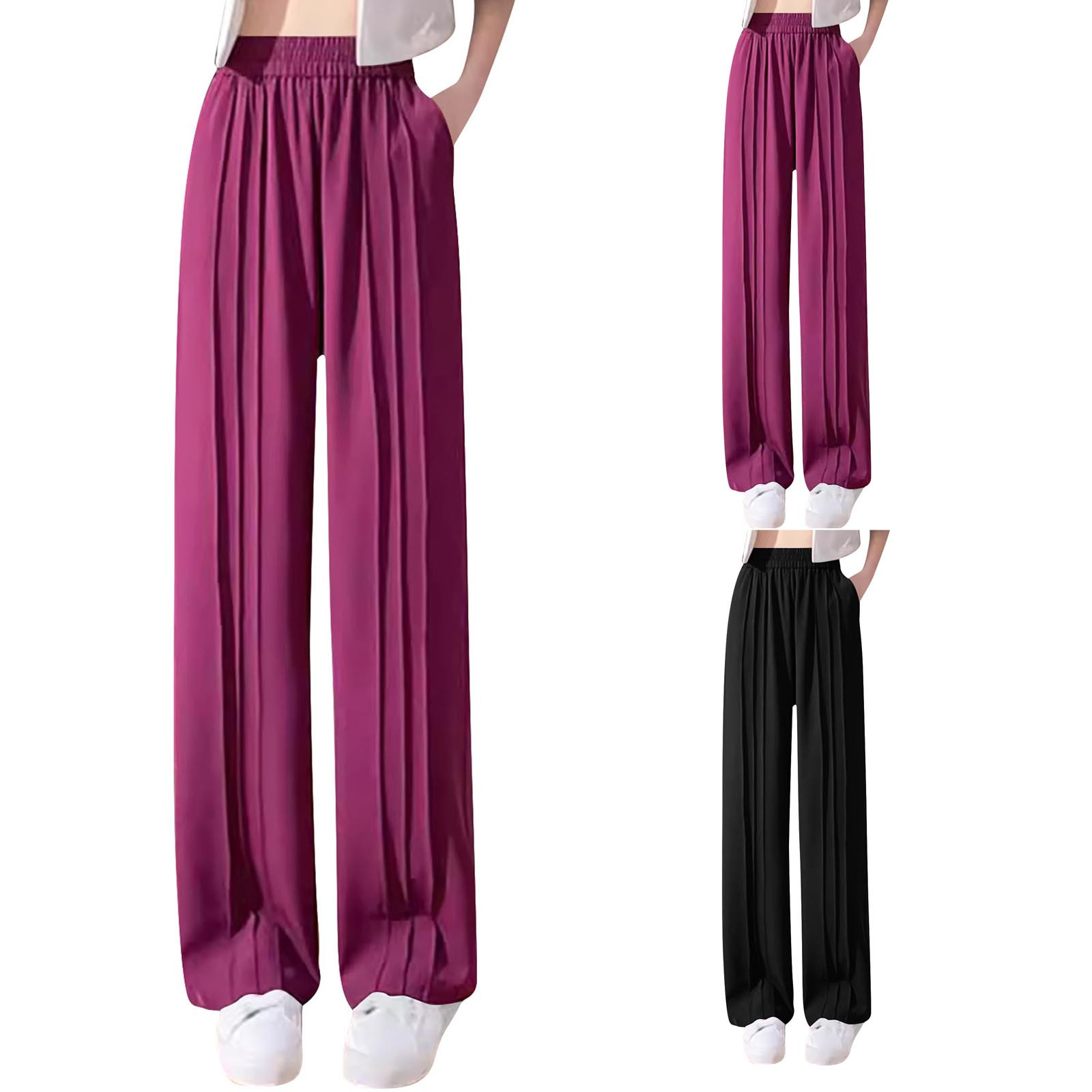 Wide Leg Pants Woman, High Waisted Casual Pants, Drape Twill Fabric ...