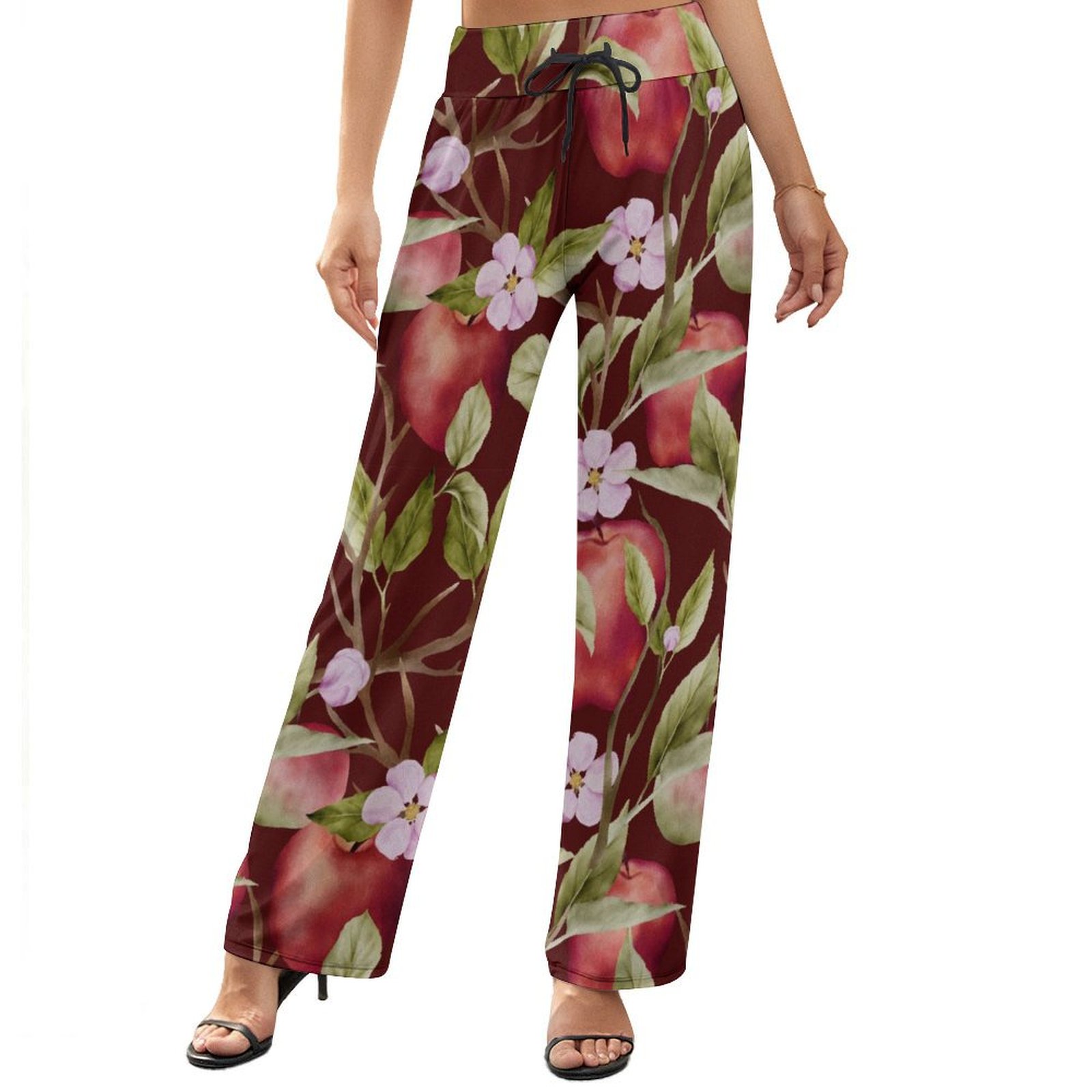 Wide Leg Pants Woman - Leaf And Fruit Loose High Waisted Palazzo Pants ...