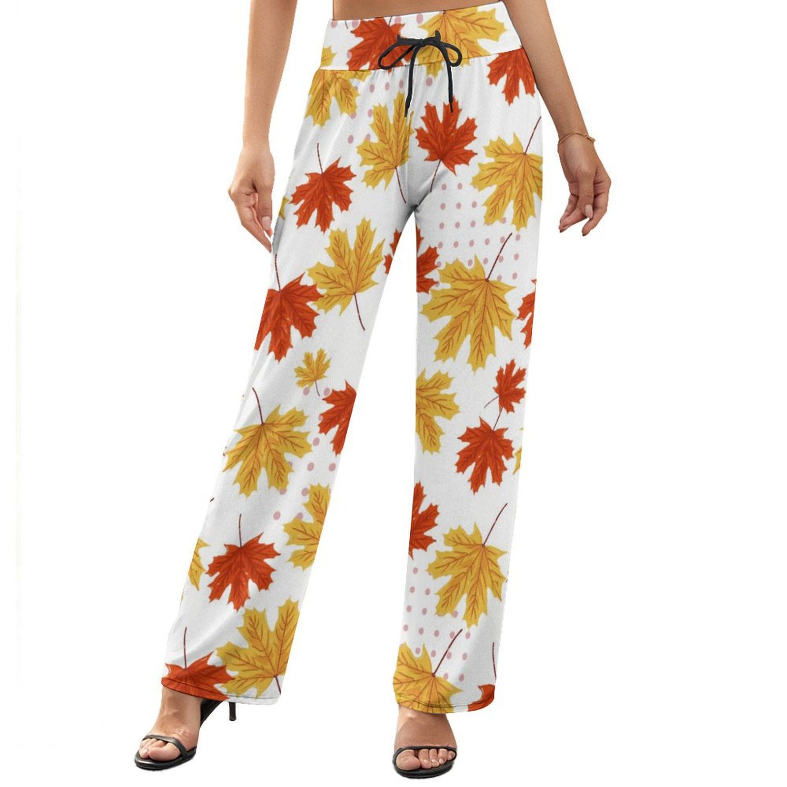 Wide Leg Pants Woman - Maple Leaf Loose High Waisted Palazzo Pants for ...