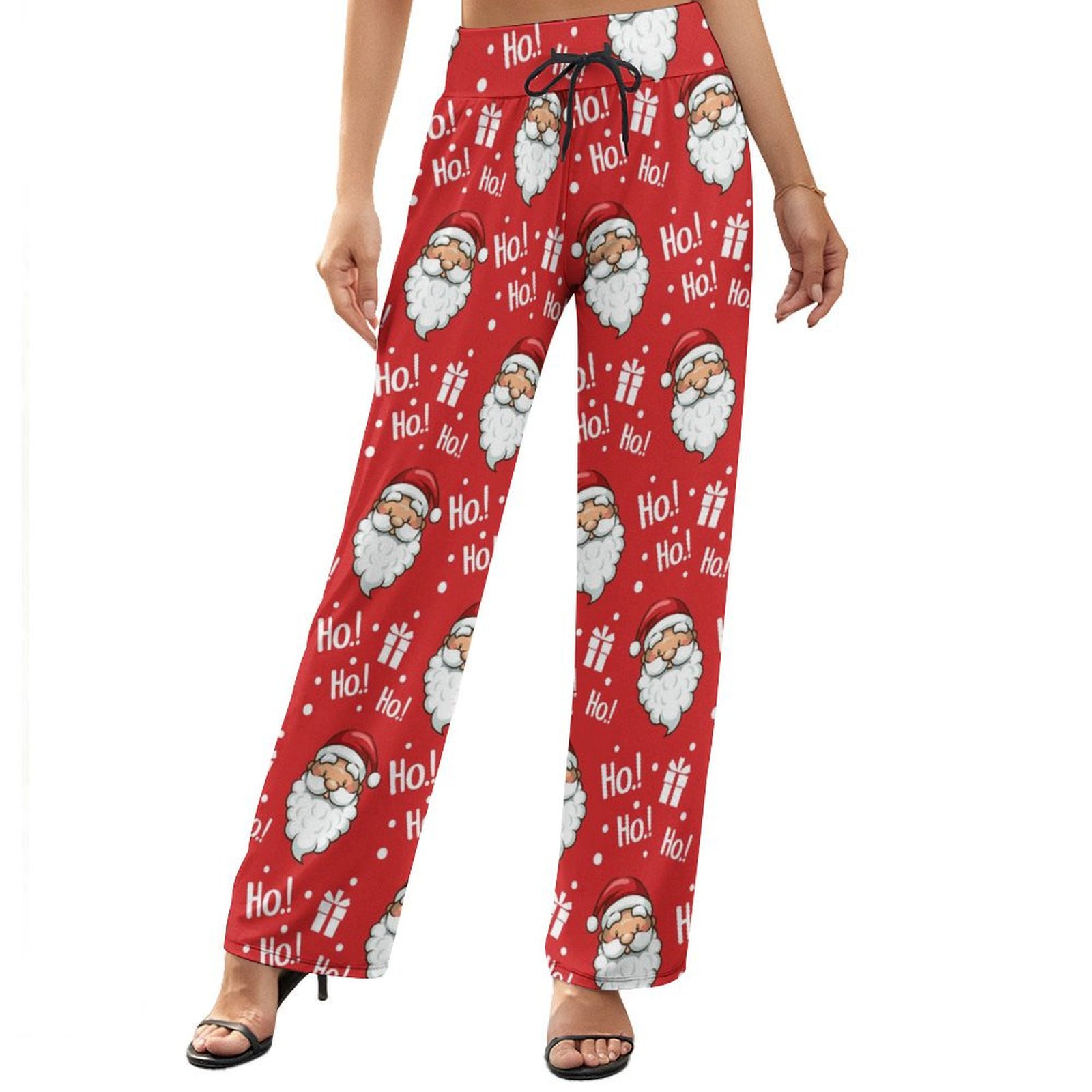 Wide Leg Pants Woman - Merry Christmas Santa Claus A Loose High Waisted ...