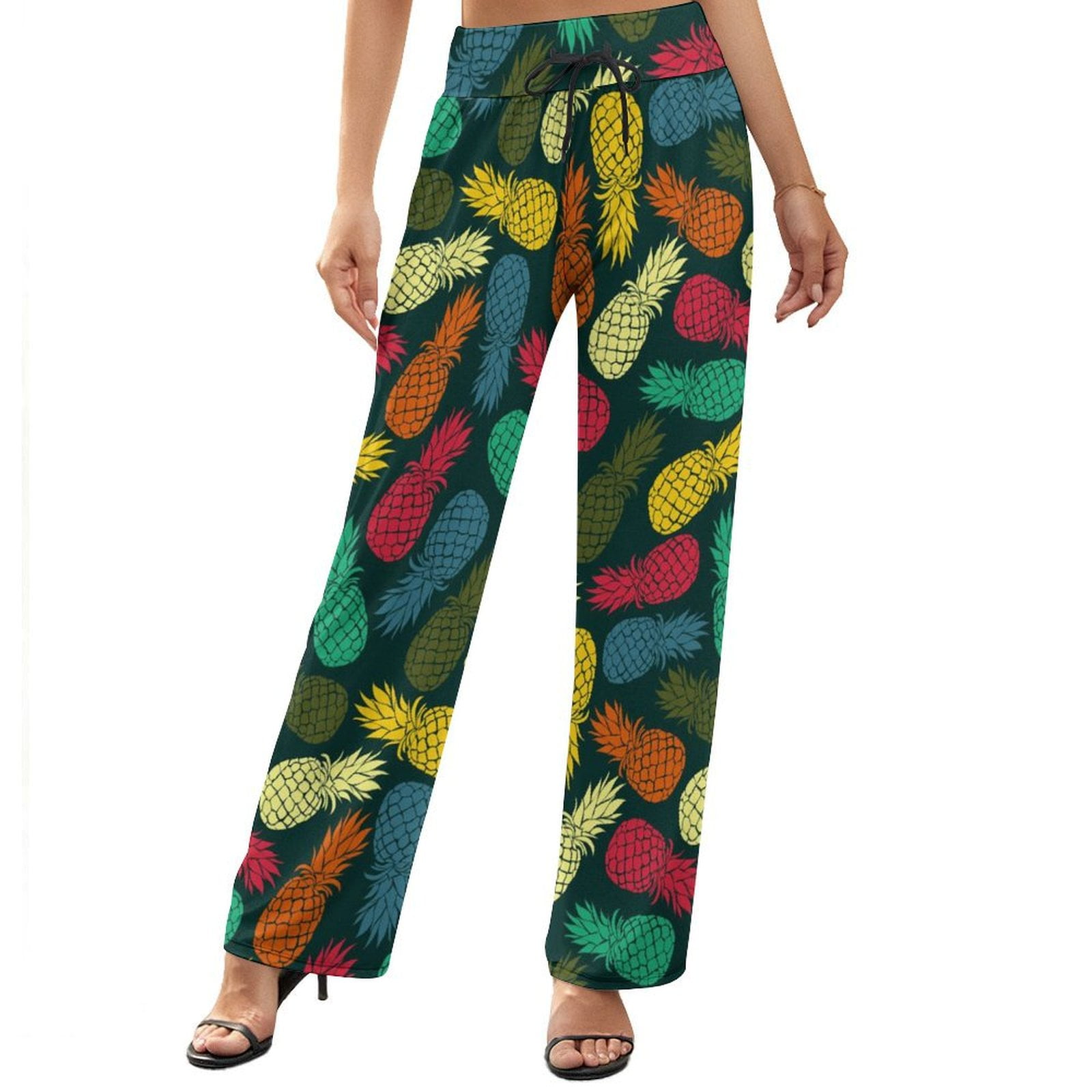 Wide Leg Pants Woman - Pineapple Fruit Colorful Loose High Waisted ...