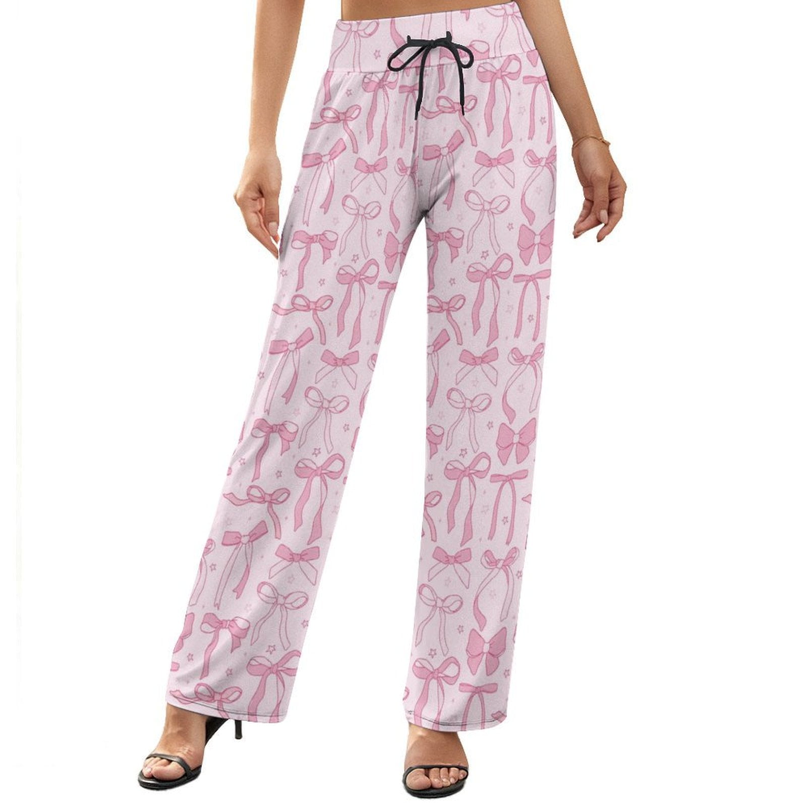 Wide Leg Pants Woman, Ribbon Bow High Waist Knot Palazzo Pants for ...