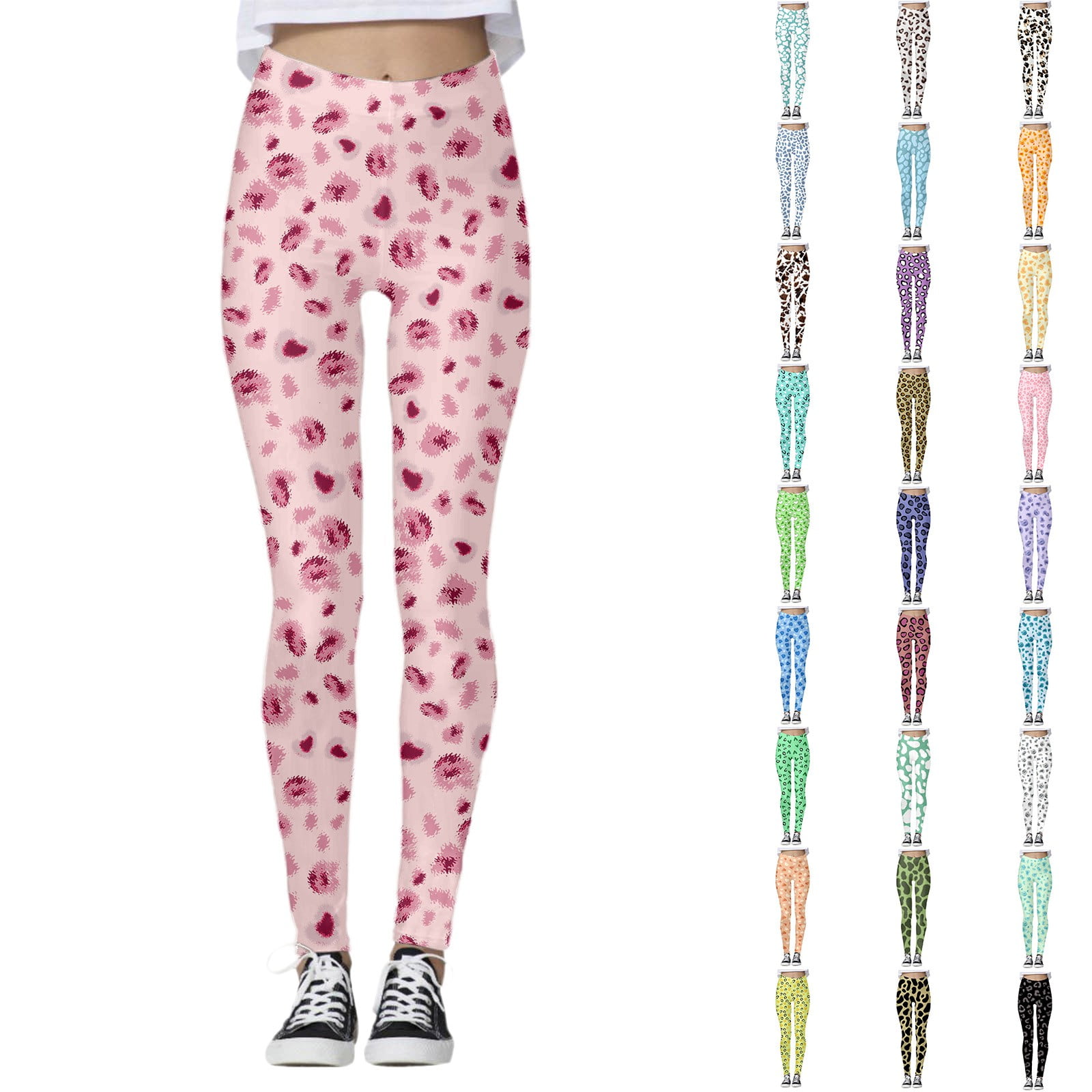 Wide Leg Pants Woman Slim Fit Stretchy Leopard Print Elastic Waist ...