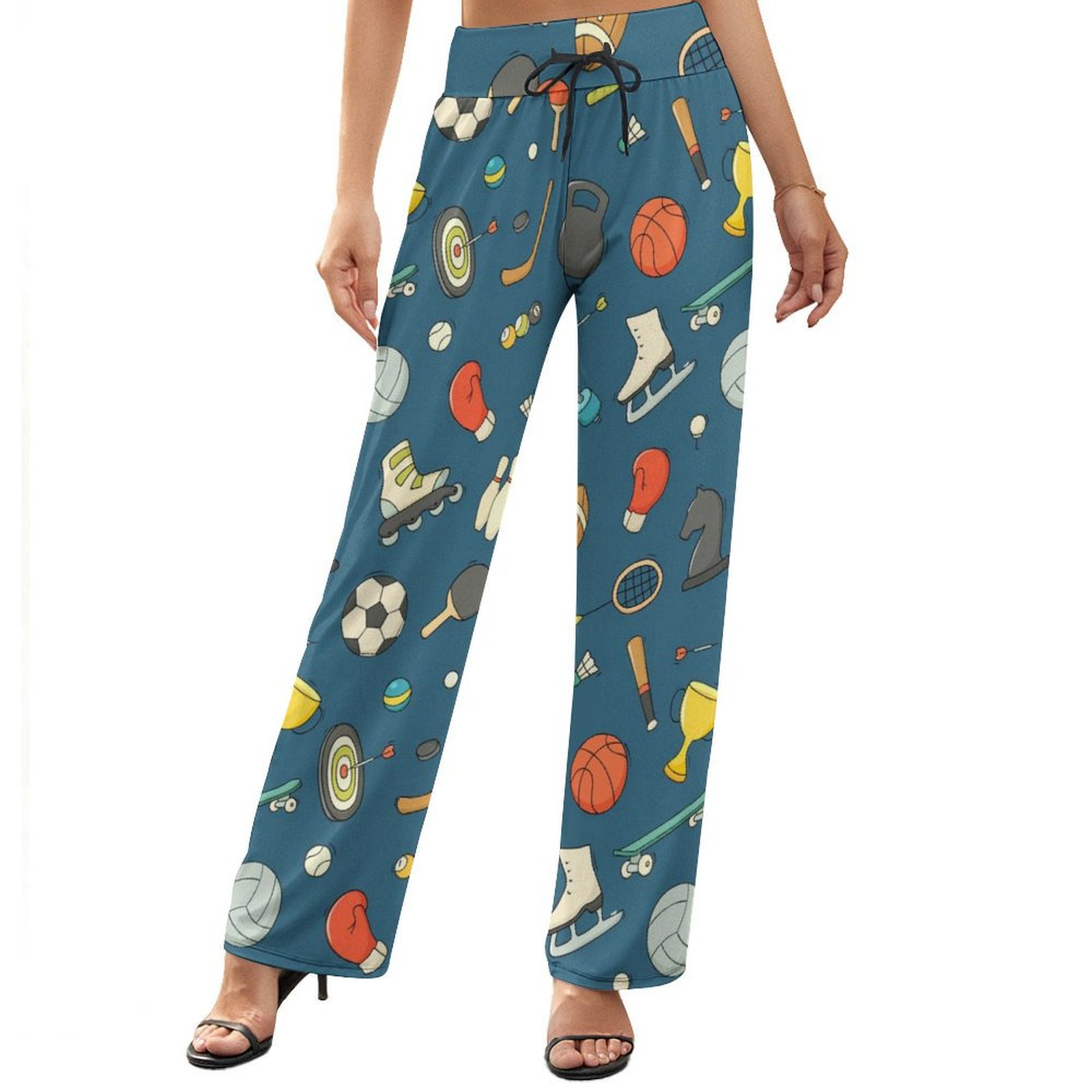 Wide Leg Pants Woman - Sports Ball Loose High Waisted Palazzo Pants for ...