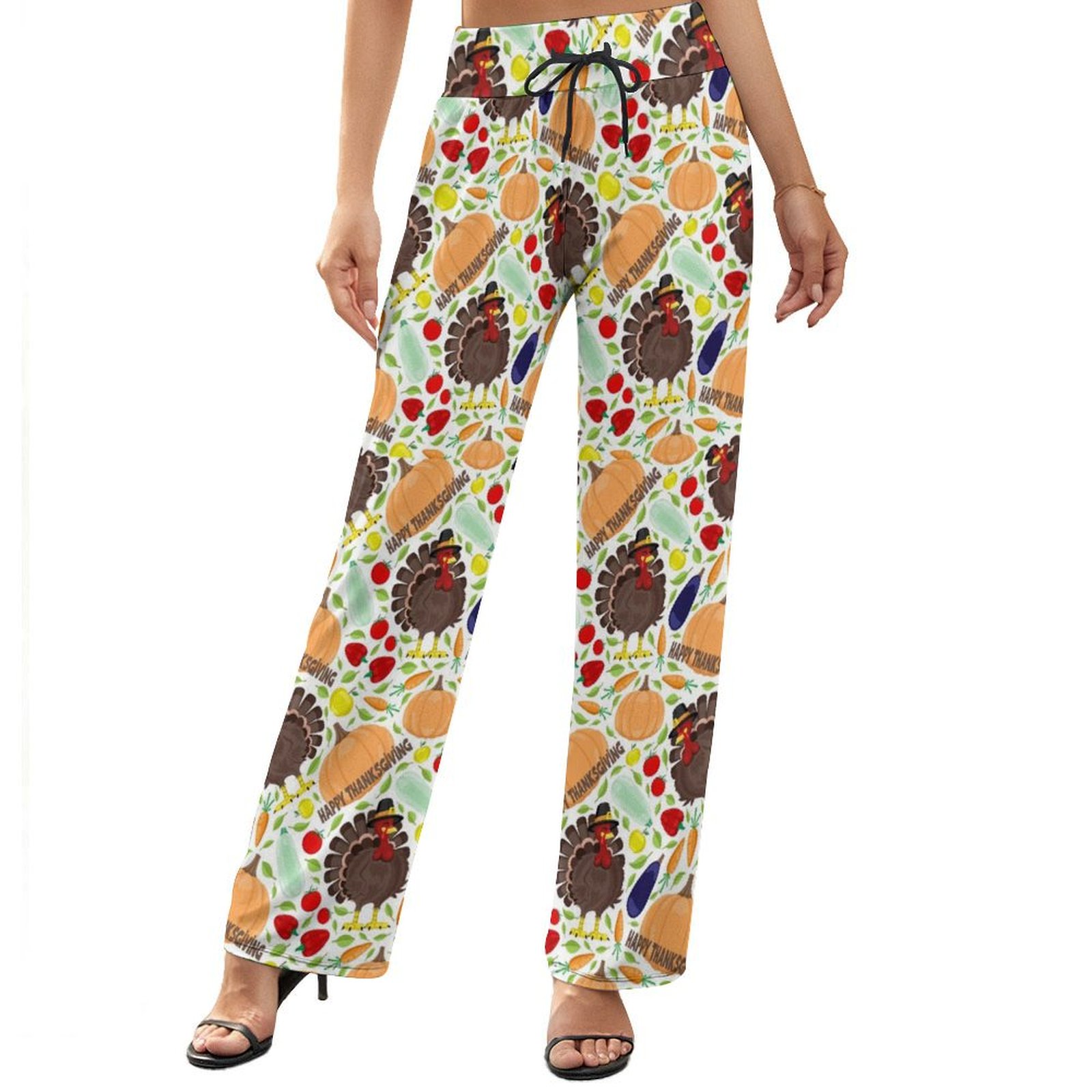 Wide Leg Pants Woman - Thanksgiving Loose High Waisted Palazzo Pants ...