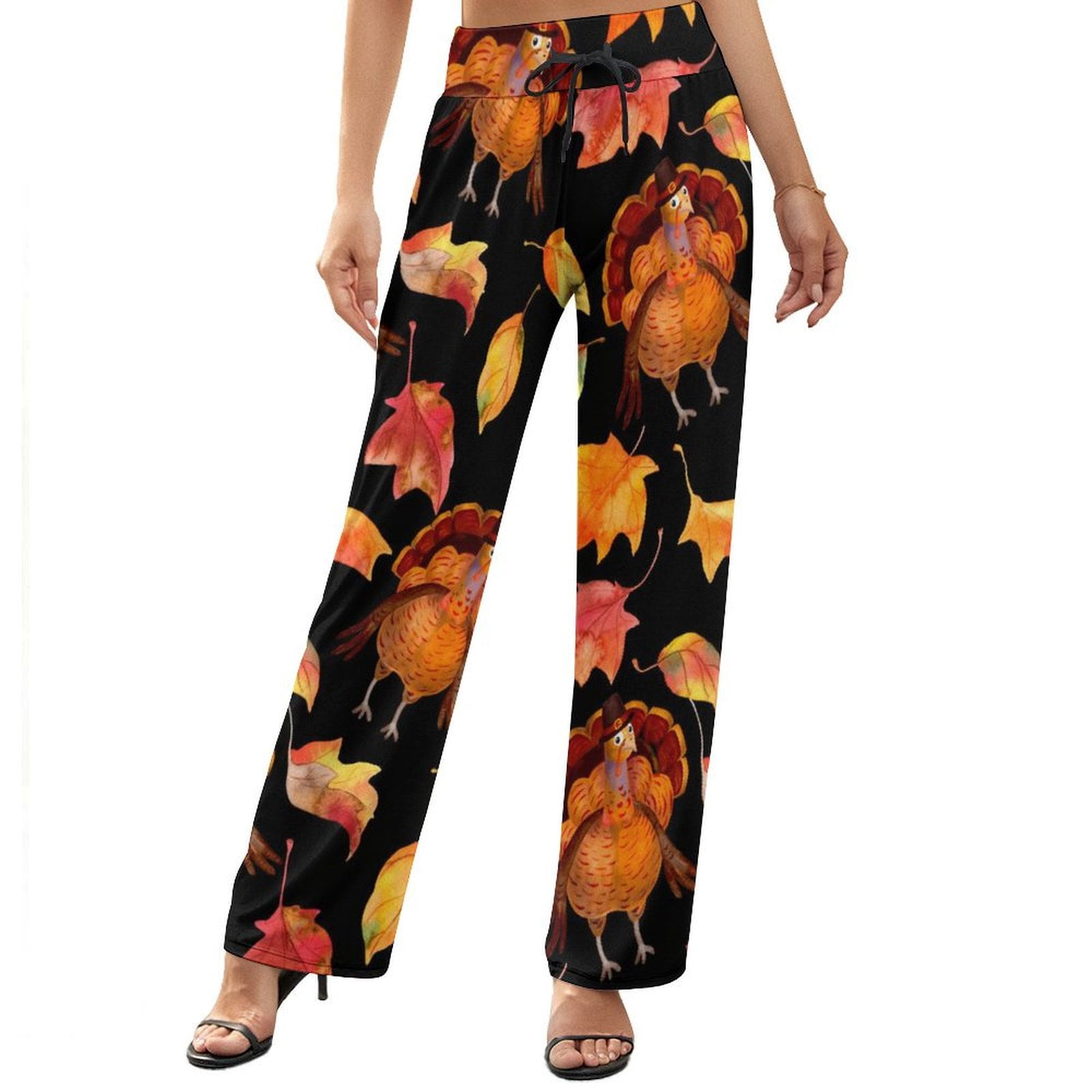 Wide Leg Pants Woman - Thanksgiving Turkey 1 Loose High Waisted Palazzo ...