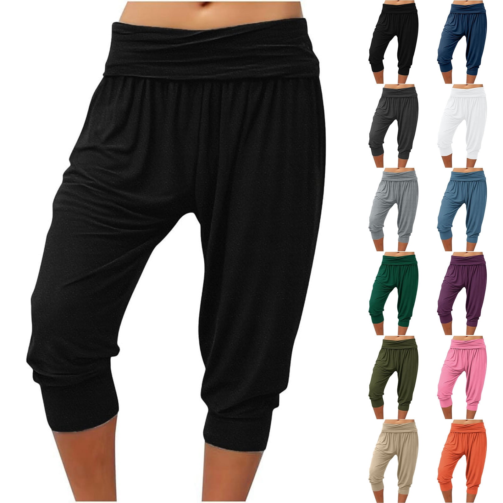 Wide Leg Pants Woman Trendy Stretchy High Waisted Solid Color Beam Foot ...