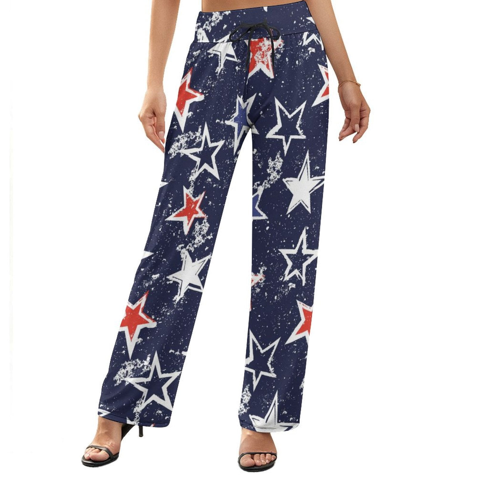 Wide Leg Pants Woman - USA Stars Loose High Waisted Palazzo Pants for ...