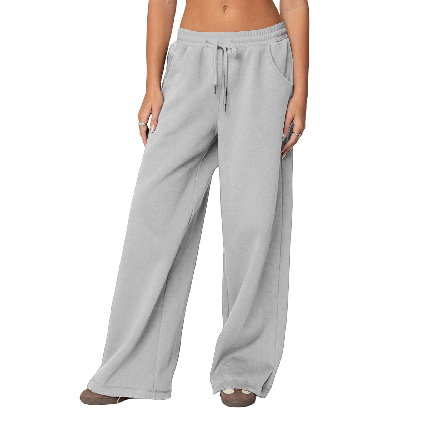 Wide Leg Pants Women Sweatpants High Waisted Fleece Baggy Sweatpants ...
