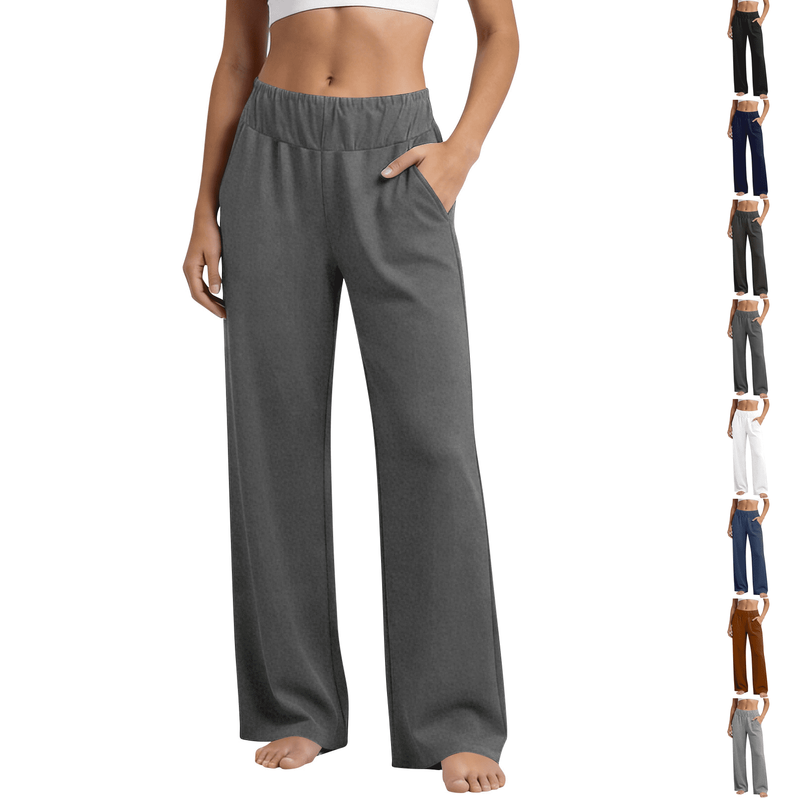 Wide Leg Pants for Women Casual Stretch Lightweight Flowy Summer Pants ...