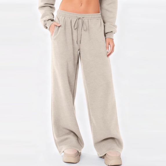 Wide Leg Sweatpants Women Baggy Comfy Fleece Low Rise Sweatpants Soft ...
