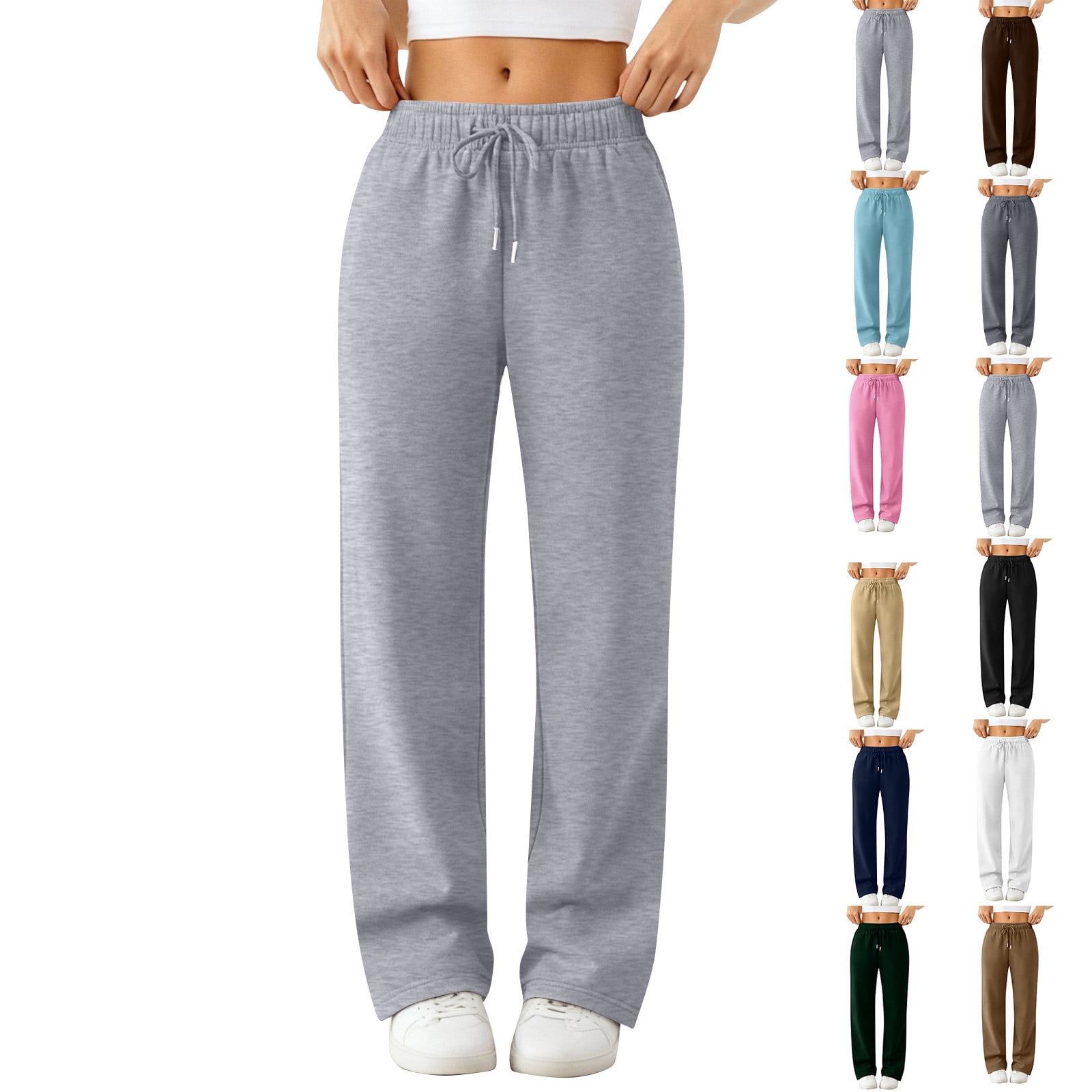 Wide Leg Sweatpants Women Baggy Fleece High Waisted Cotton Sweatpants ...