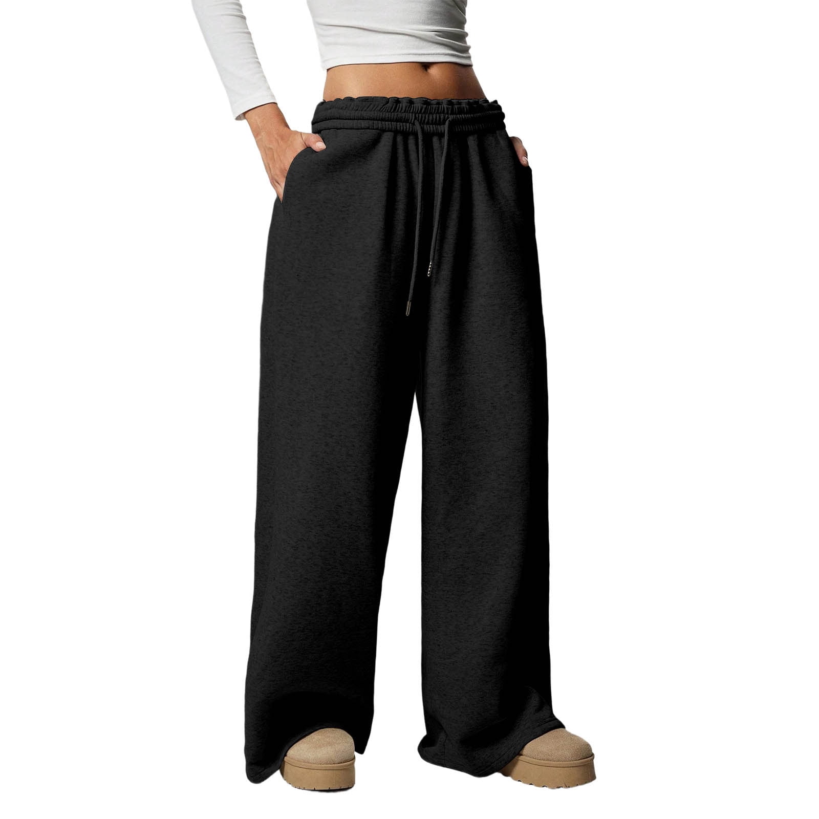 Wide Leg Sweatpants for Women High Waisted Baggy Barrel Lounge Comfy ...