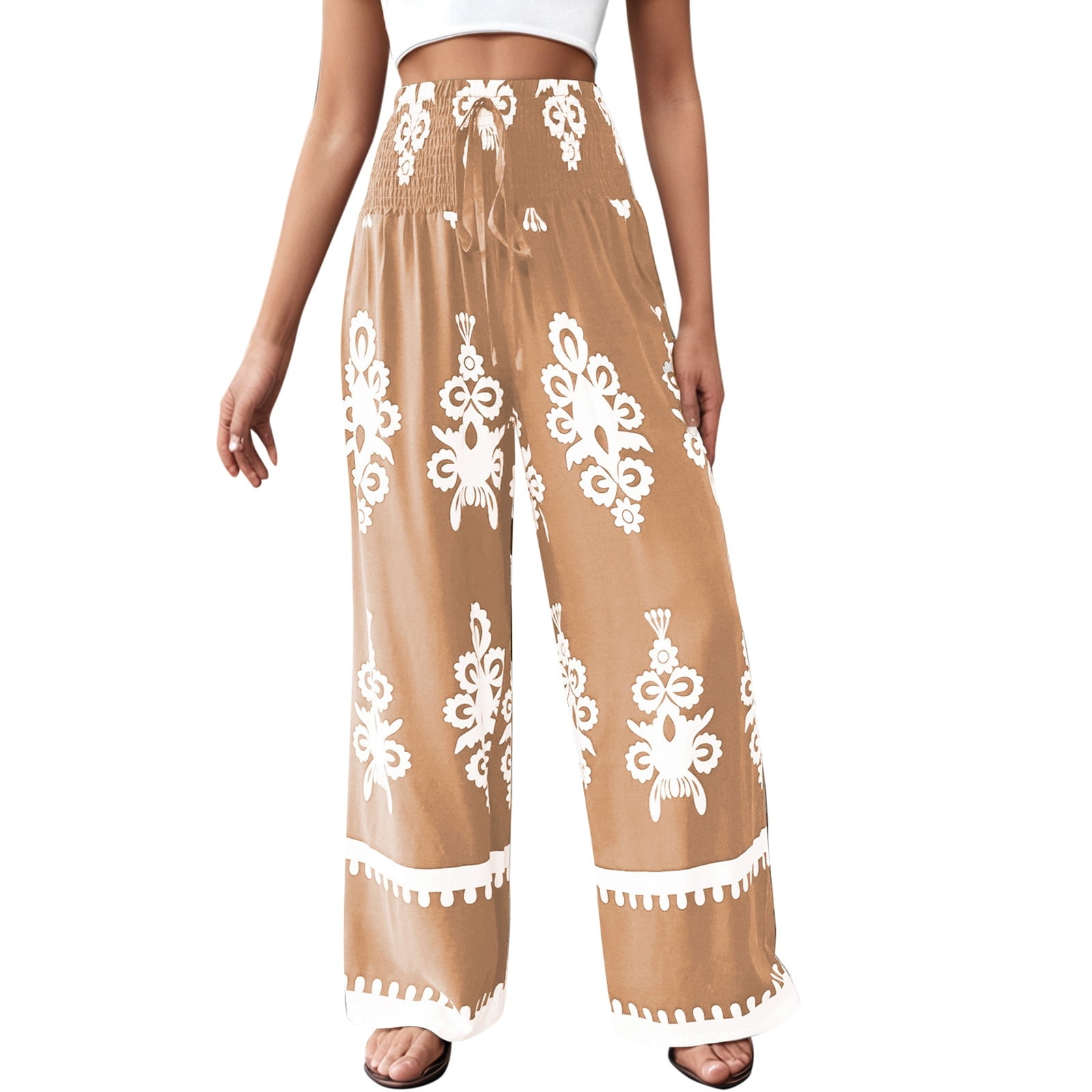 Wide Leg Trousers Pants For Women High Cut Flare Straight Leg Long Boot ...